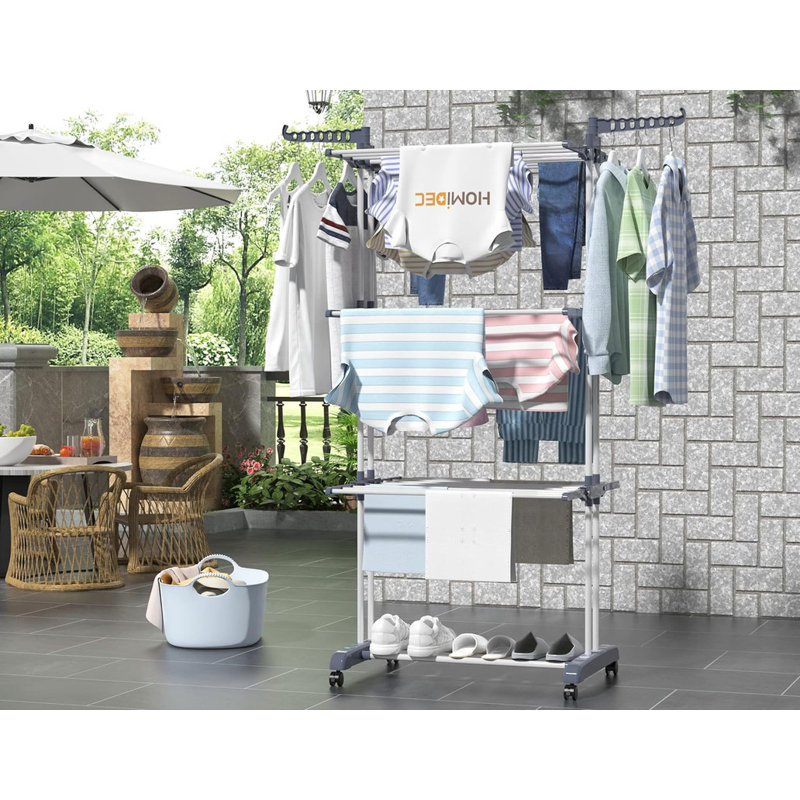 Novond Oversized 4-Tier(67.7" High) Foldable Stainless Steel Movable ...