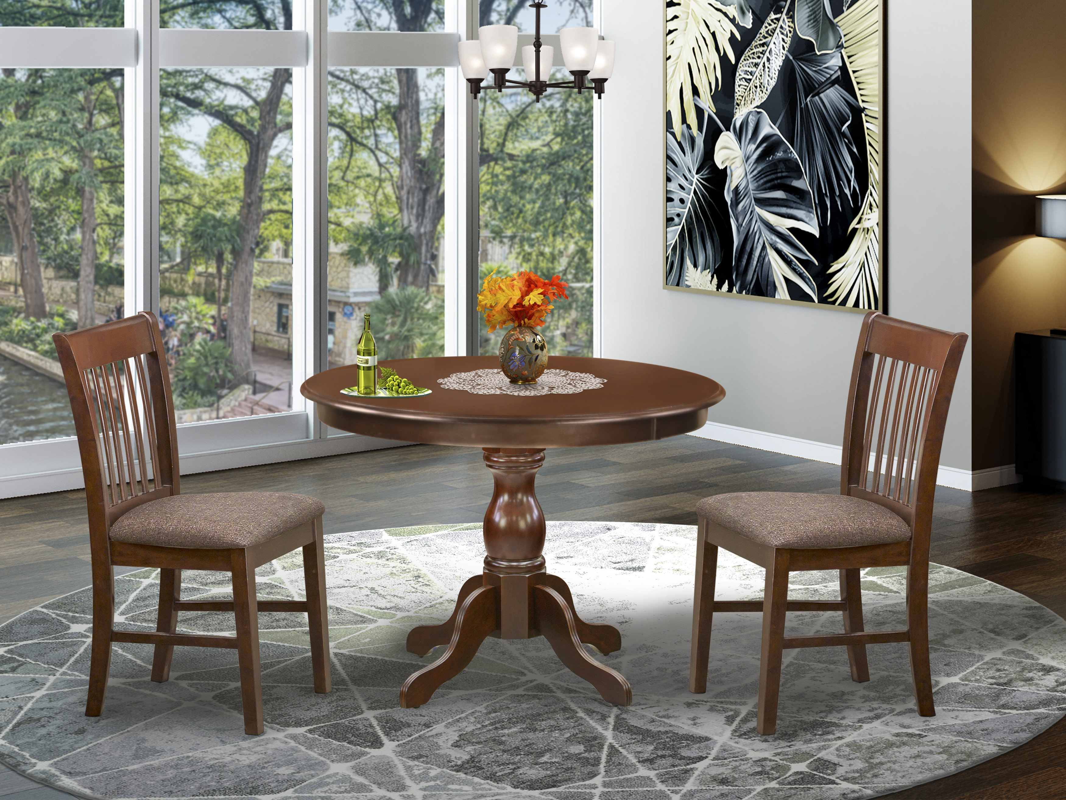 Canora Grey Mahogany Finish Solid Wood Top - Dining Room Set - Wayfair ...