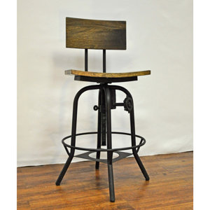 Williston Forge Mott Street Swivel Solid Wood Adjustable Height Stool ...