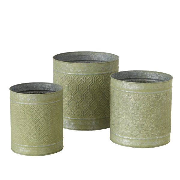 Bungalow Rose 3-Piece Metal Cachepot Set | Wayfair