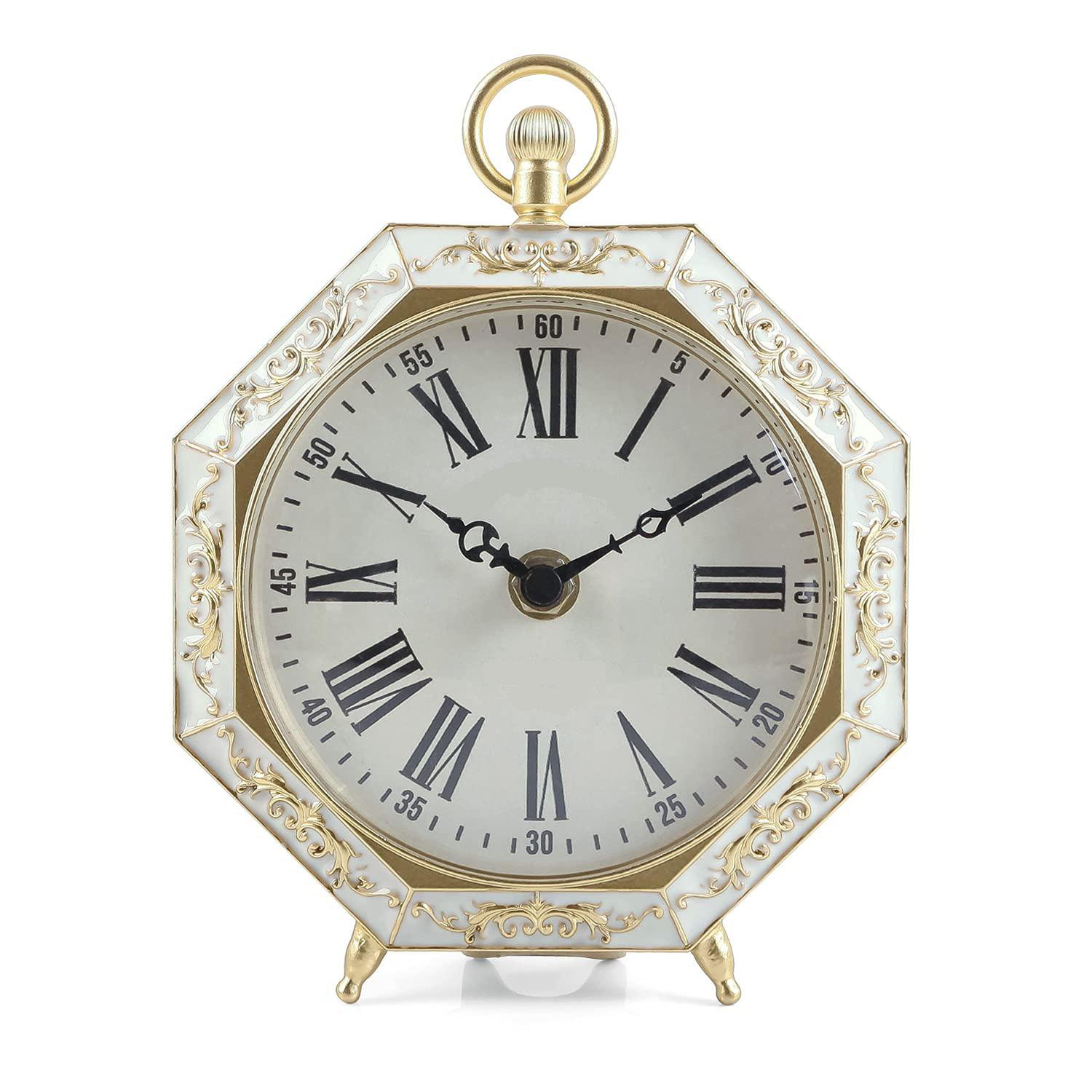 House of Hampton® Metal Table Clock, Shelf Desk Top Clock Battery ...