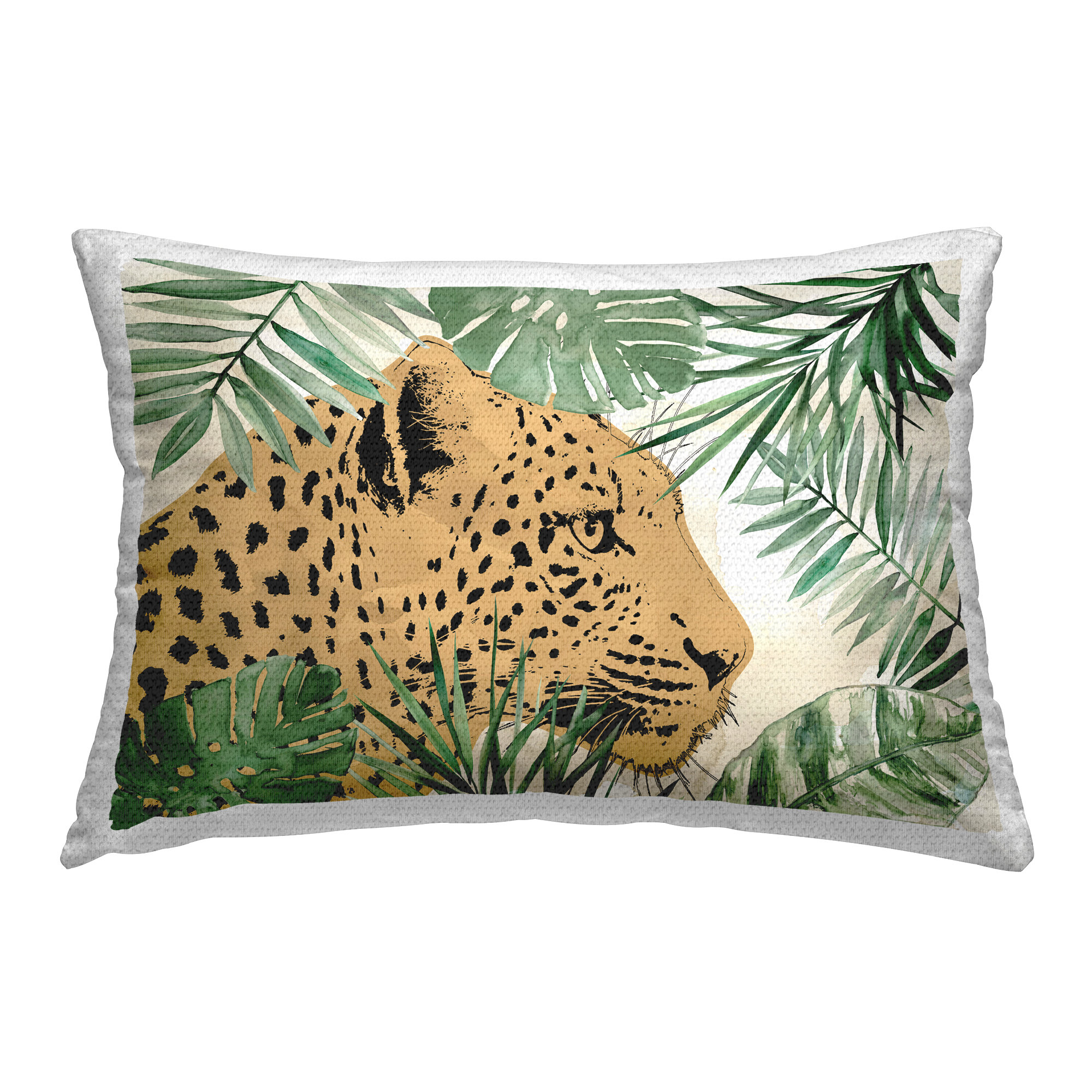 Stupell Industries Leopard Surrounded by Palms Outdoor Printed Pillow ...