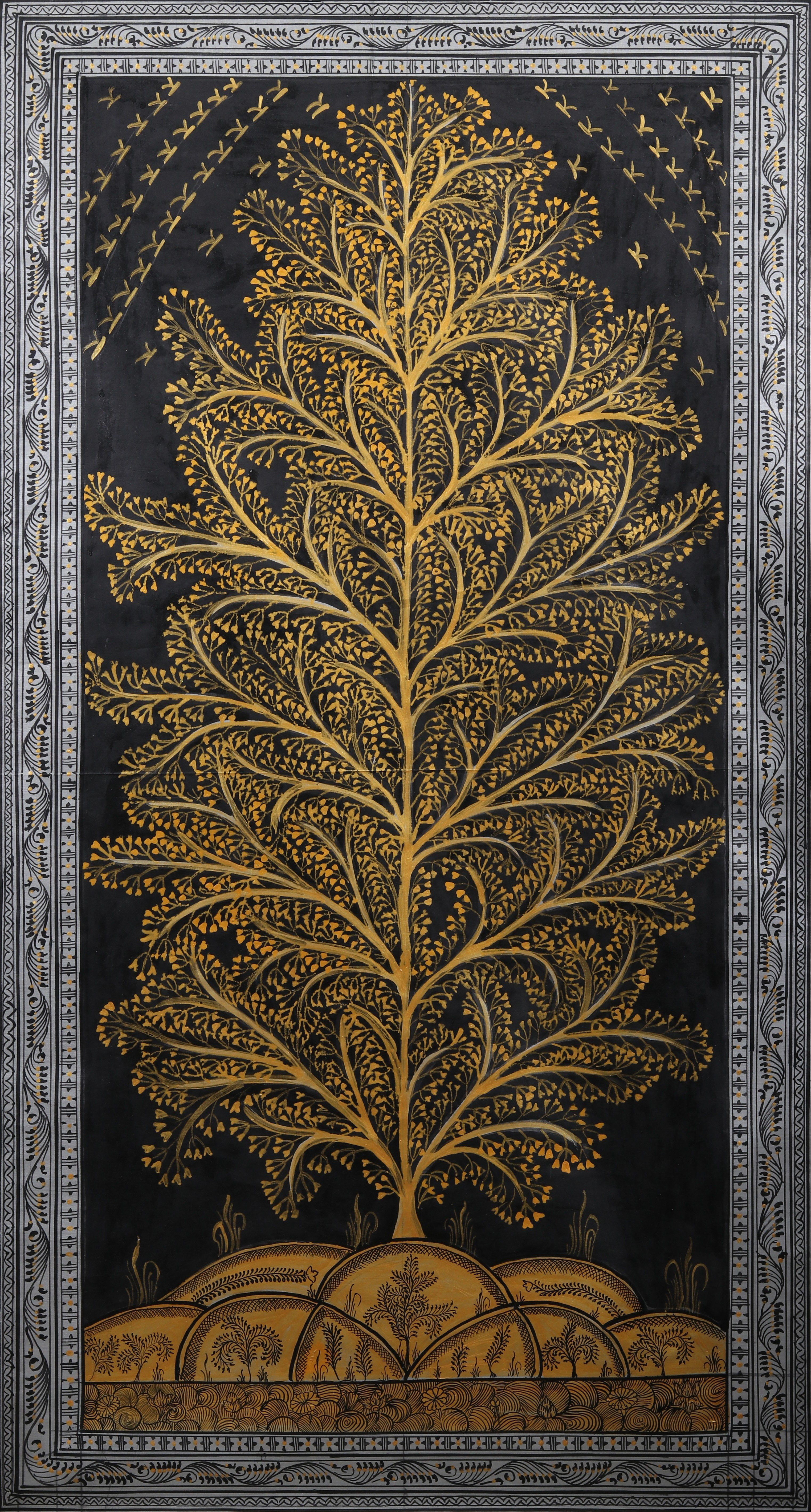Exotic India The Blooming Tree - Tree Of Life | Watercolor On Tussar ...
