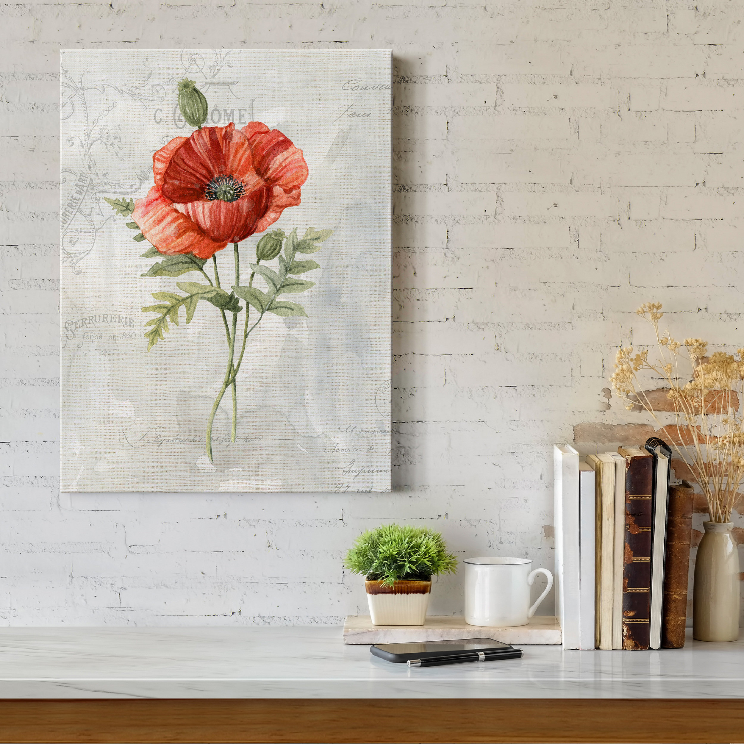 Ophelia & Co. Linen Poppy by Carol Robinson - Wrapped Canvas Graphic ...