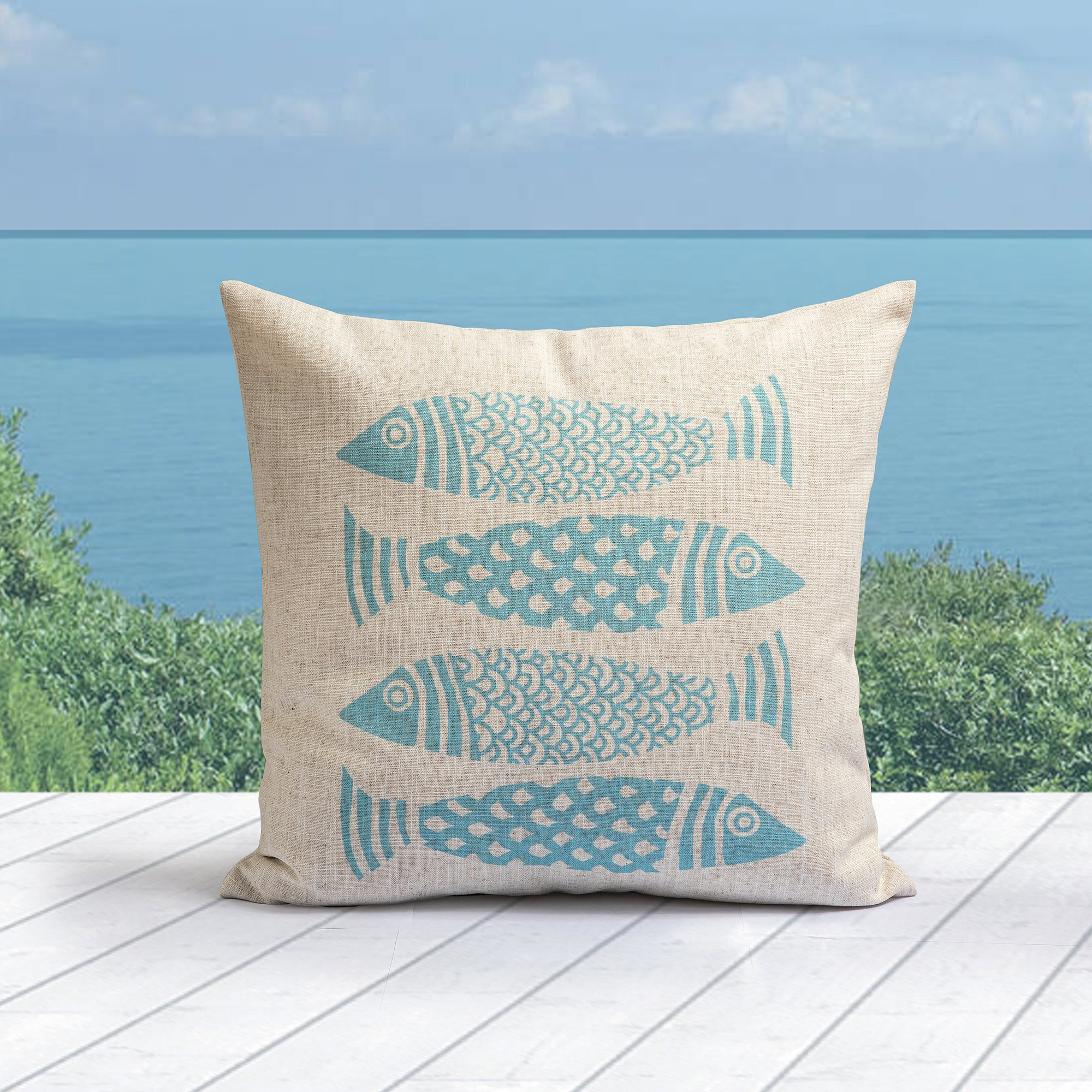 MDR Trading Inc. 4 Blue Fish Print With Insert Pillow | Wayfair