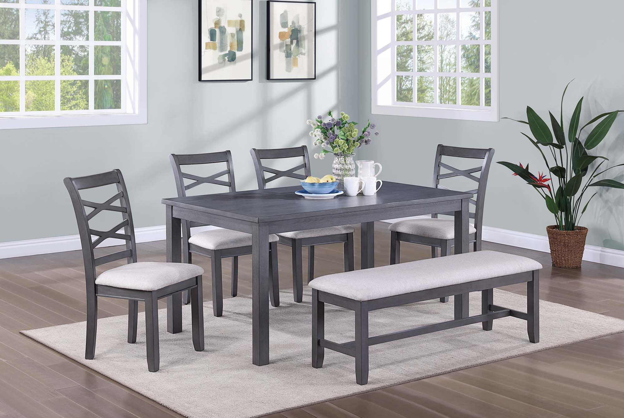 Lark Manor™ Furniture Modern 6Pcs Set Dining Table 4X Side Chairs And A ...