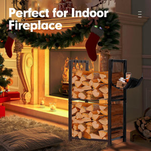 Arlmont & Co. Compact Firewood Log Rack - Heat Resistant, Rust Proof ...