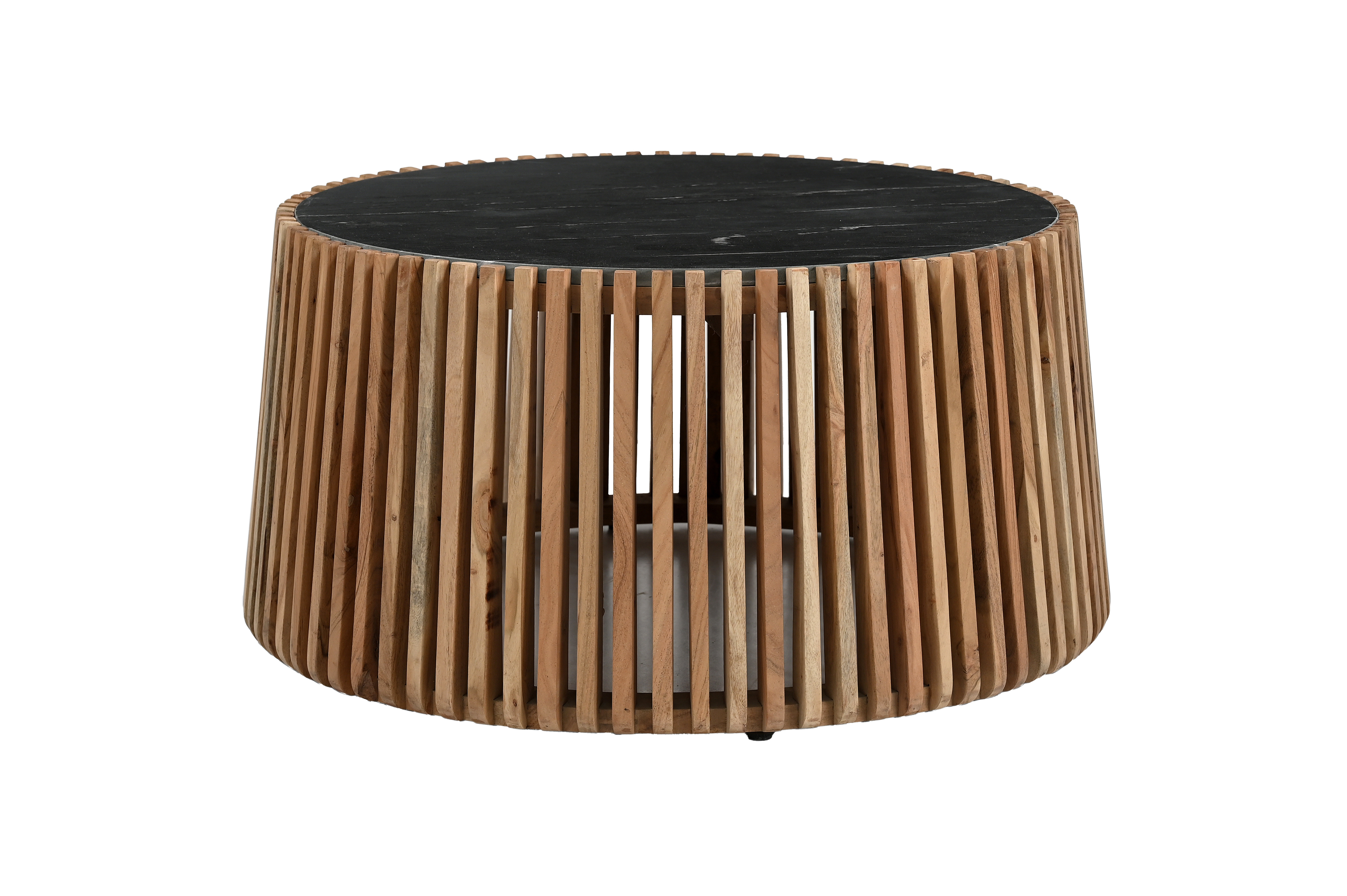Hokku Designs Wood Slatted Open Framed Drum Brown Living Room Coffee ...