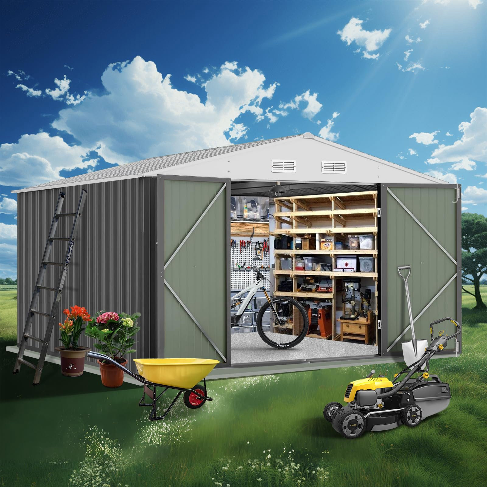 Zstar Galvanized Steel Horizontal Storage Shed | Wayfair