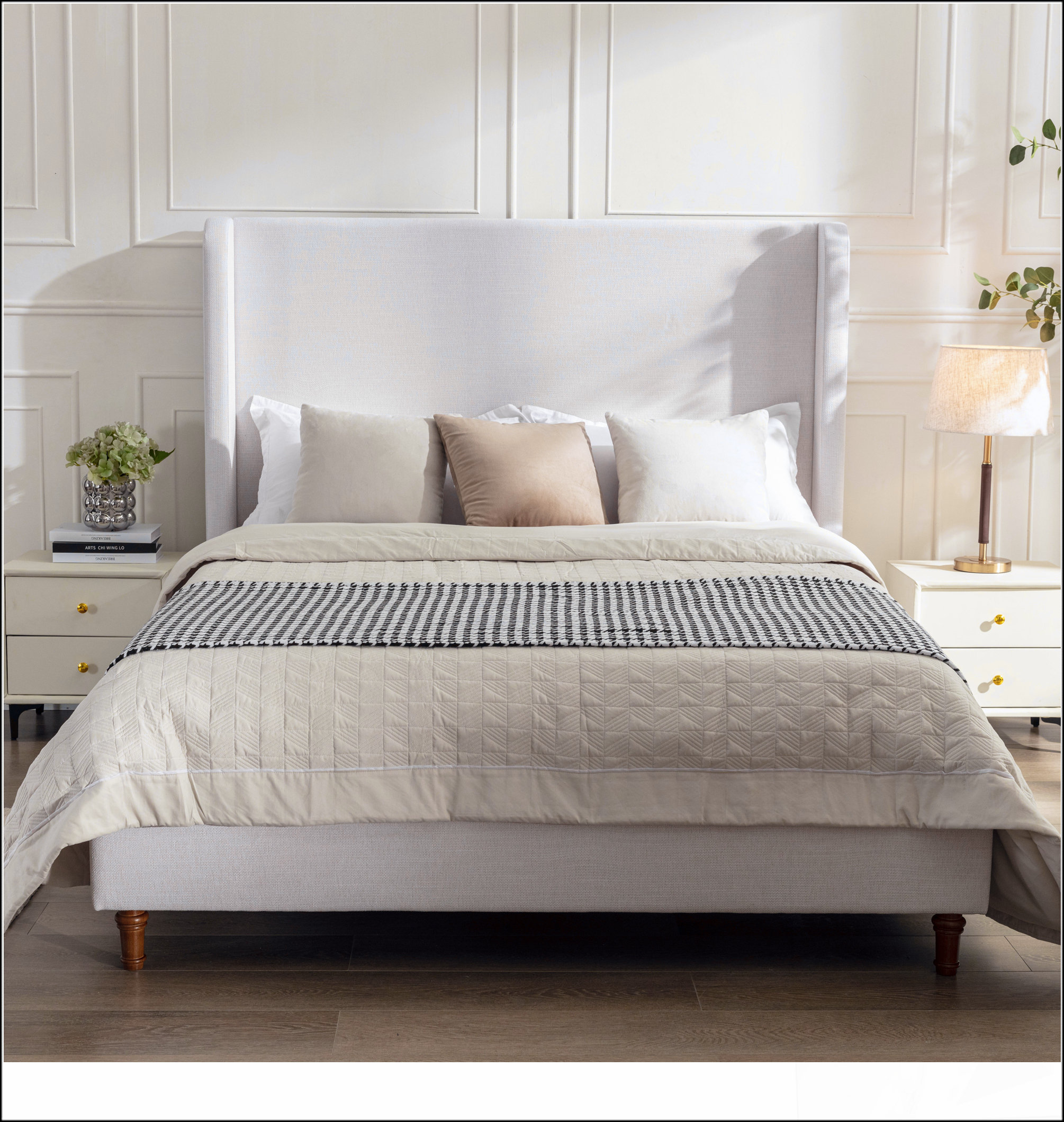 Mercer41 Tall Headboard Upholstered Bed / 54" High Headboard / Elegant ...