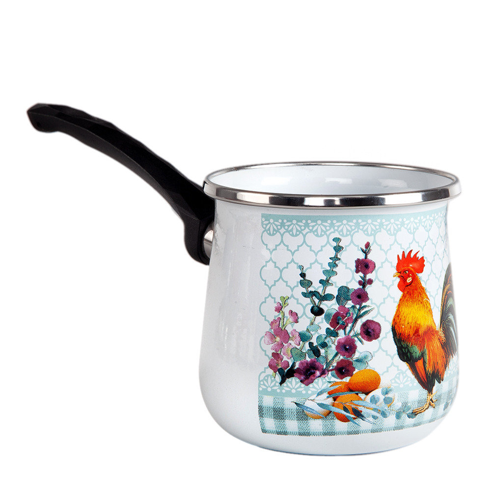 STP-Goods Rooster Enameled Aluminum Coffee Pot With Handle Golden ...