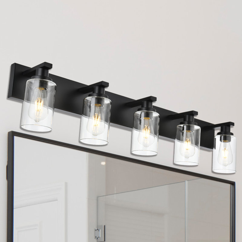 Latitude Run® Modern 5-Light Vanity Lighting Black Bathroom Light With ...