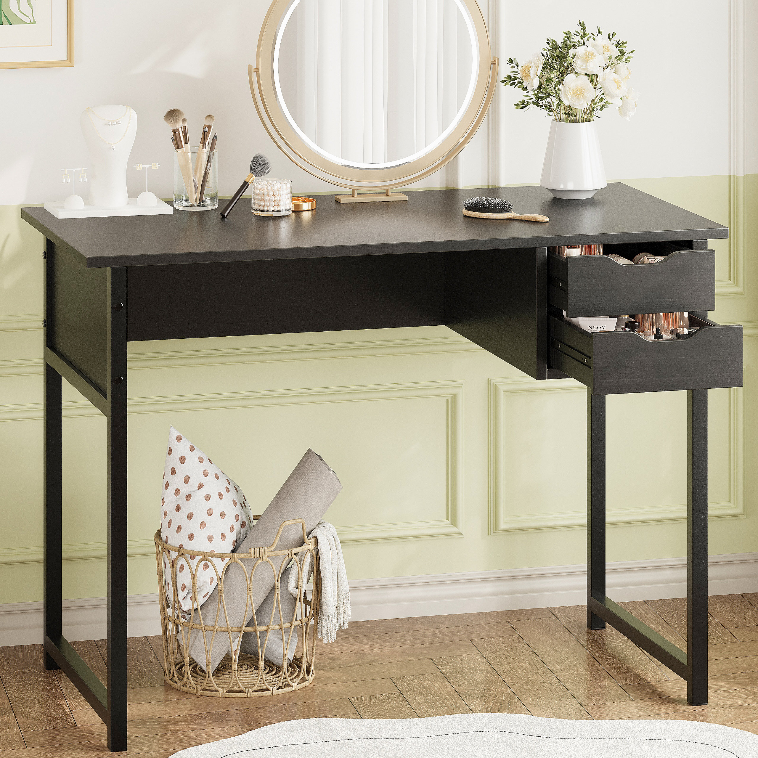 17 Stories Small Computer Desk with Drawer Home Office Desks for Small ...