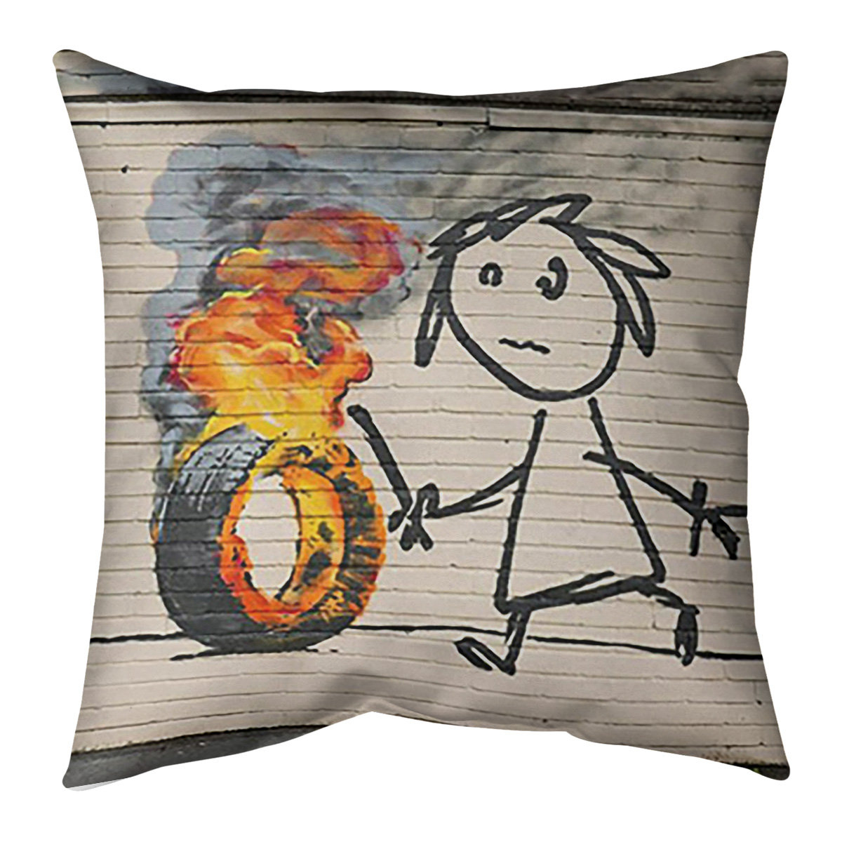 ArtVerse Burning Tire Pillow Cover | Wayfair