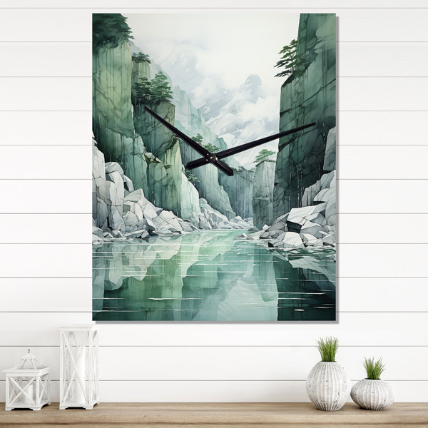 DesignArt Green 0 Cliff Glacial Symmetry II - Landscape & Nature Wall ...