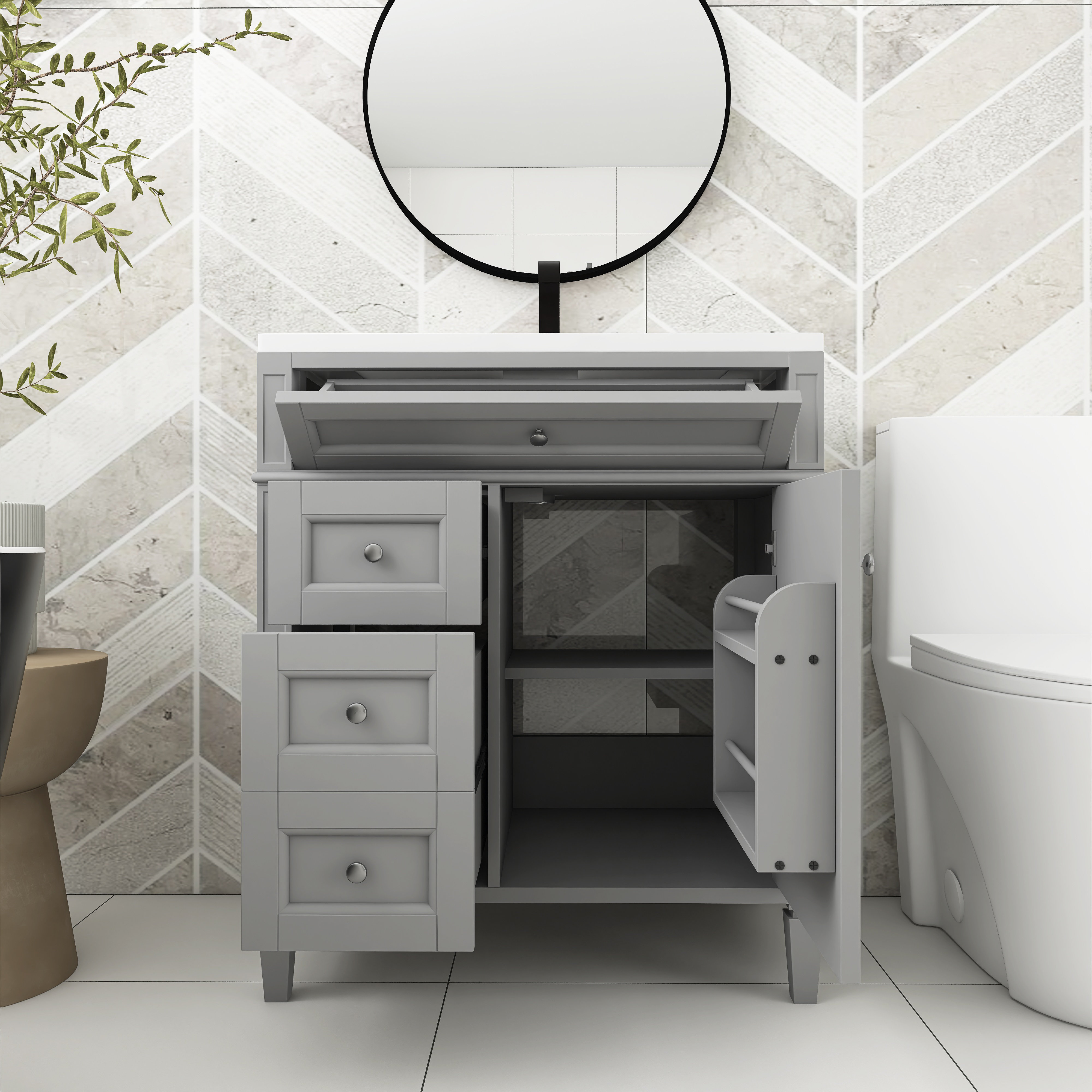 Winston Porter Knellinger 30 Single Bathroom Vanity With Resin Top