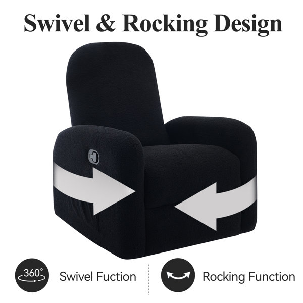 Ebern Designs Haaniyah Boucle Fabric Swivel & Rocking Recliner ...