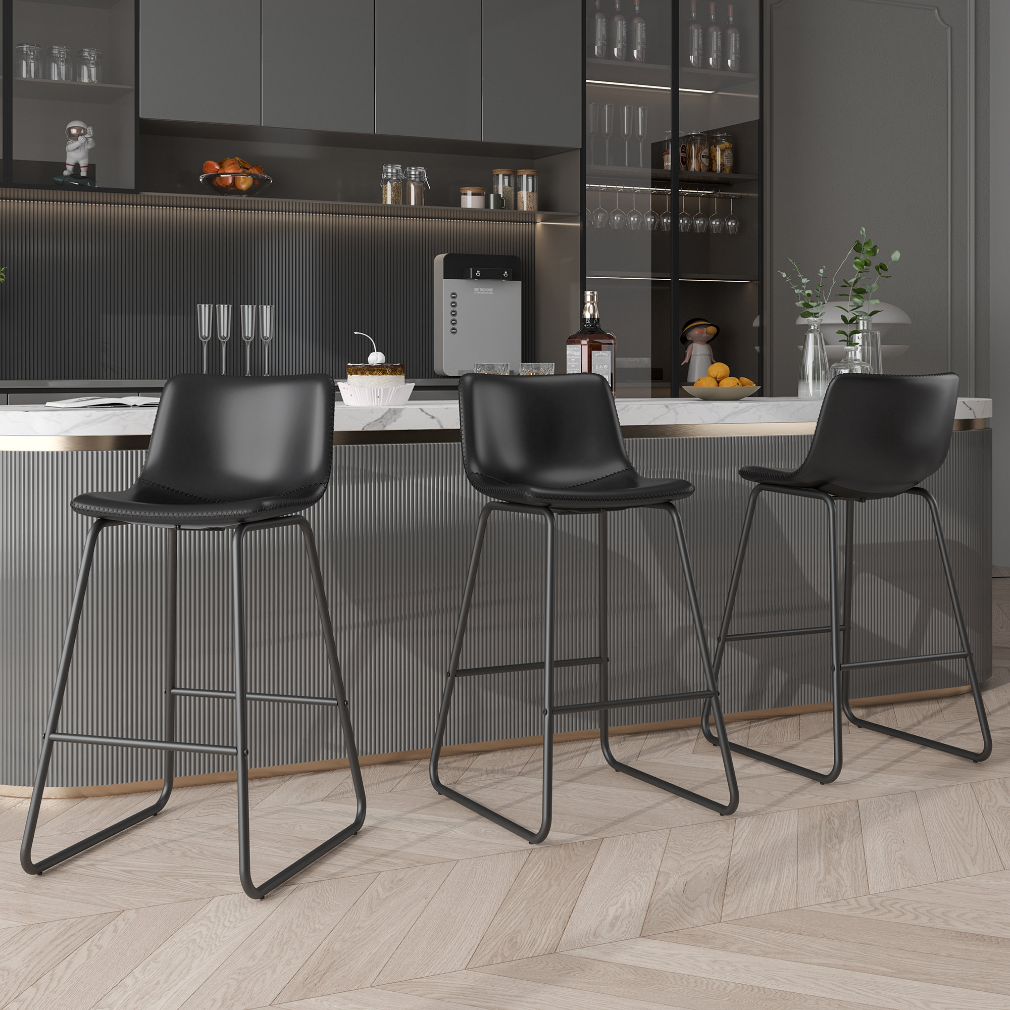 17 Stories Emira 26'' Upholstered Faux Leather Bar & Counter Stools ...