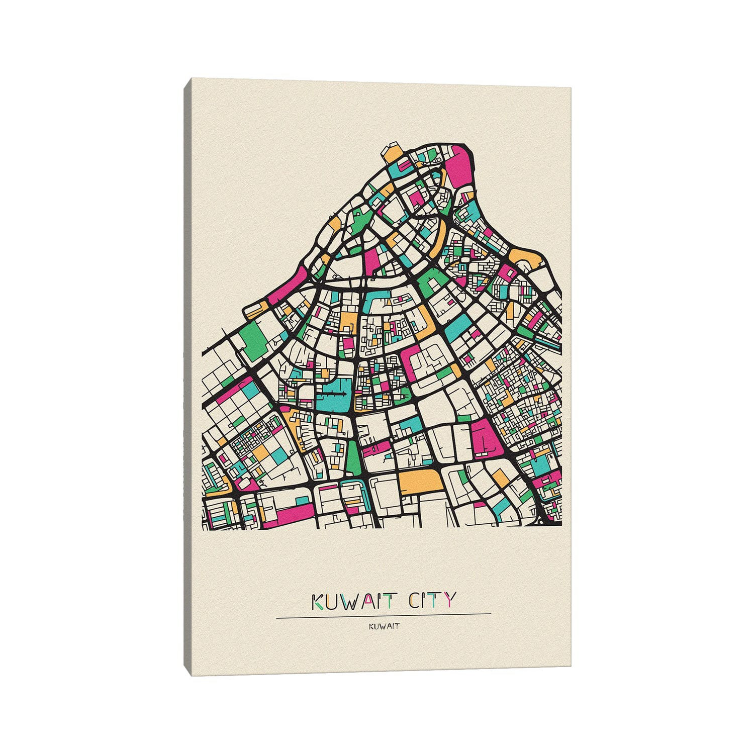 East Urban Home Kuwait City Map by Ayse Deniz Akerman - Gallery-Wrapped ...
