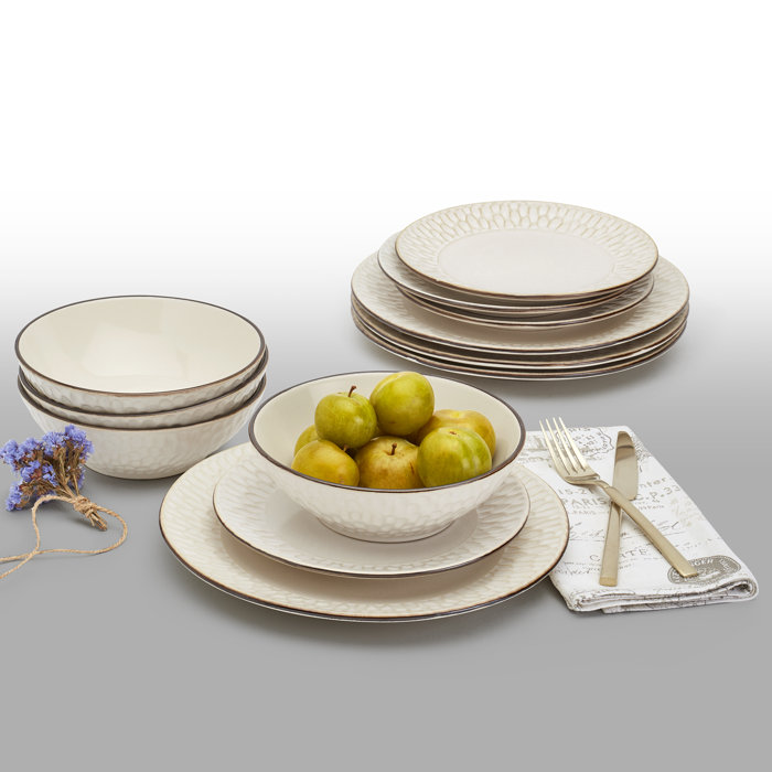 Tabletops Gallery Embossed Dinnerware Tabletops Gallery 12PC Set | Wayfair