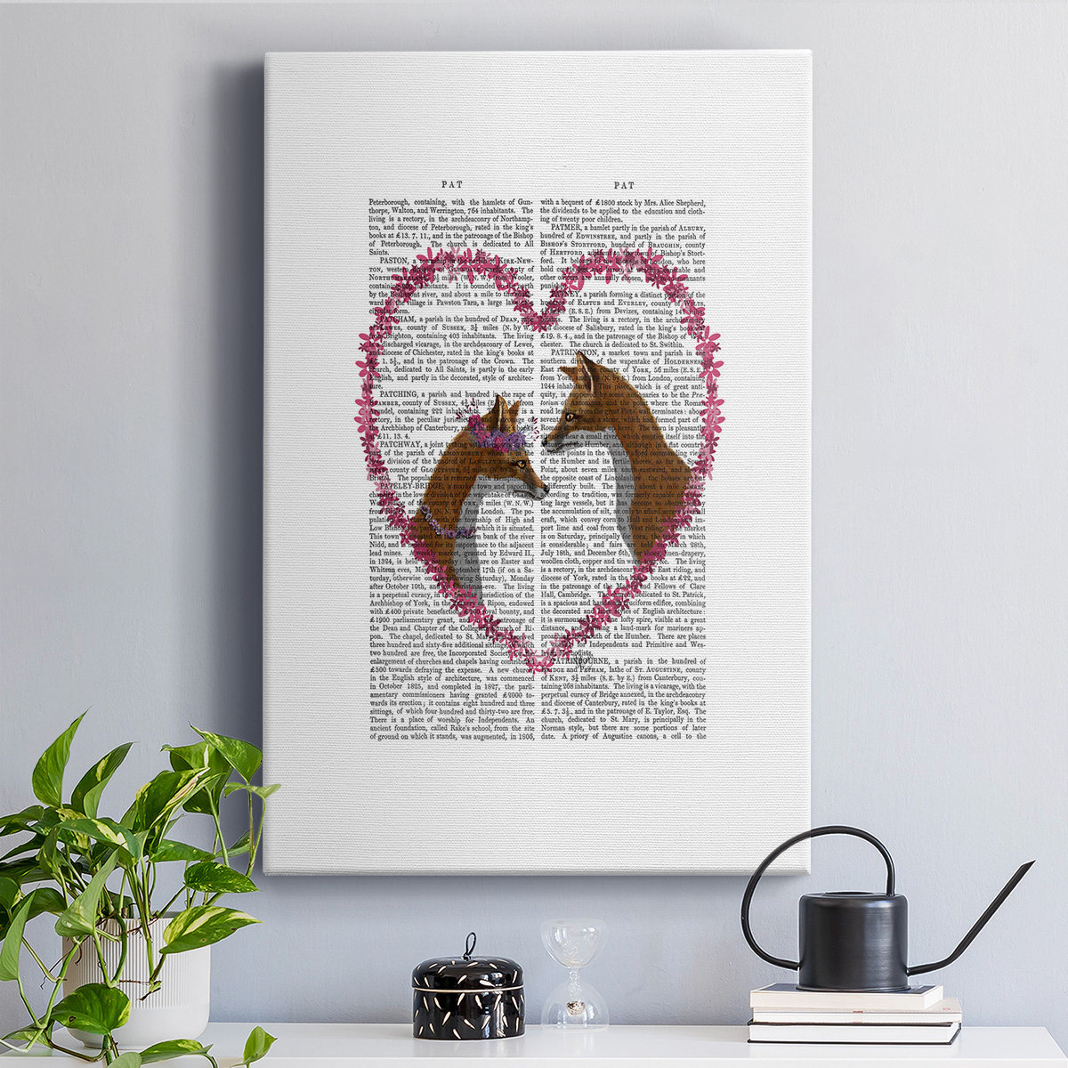 Trinx Foxes In Pink Heart Premium Gallery Wrapped Canvas - Ready To ...