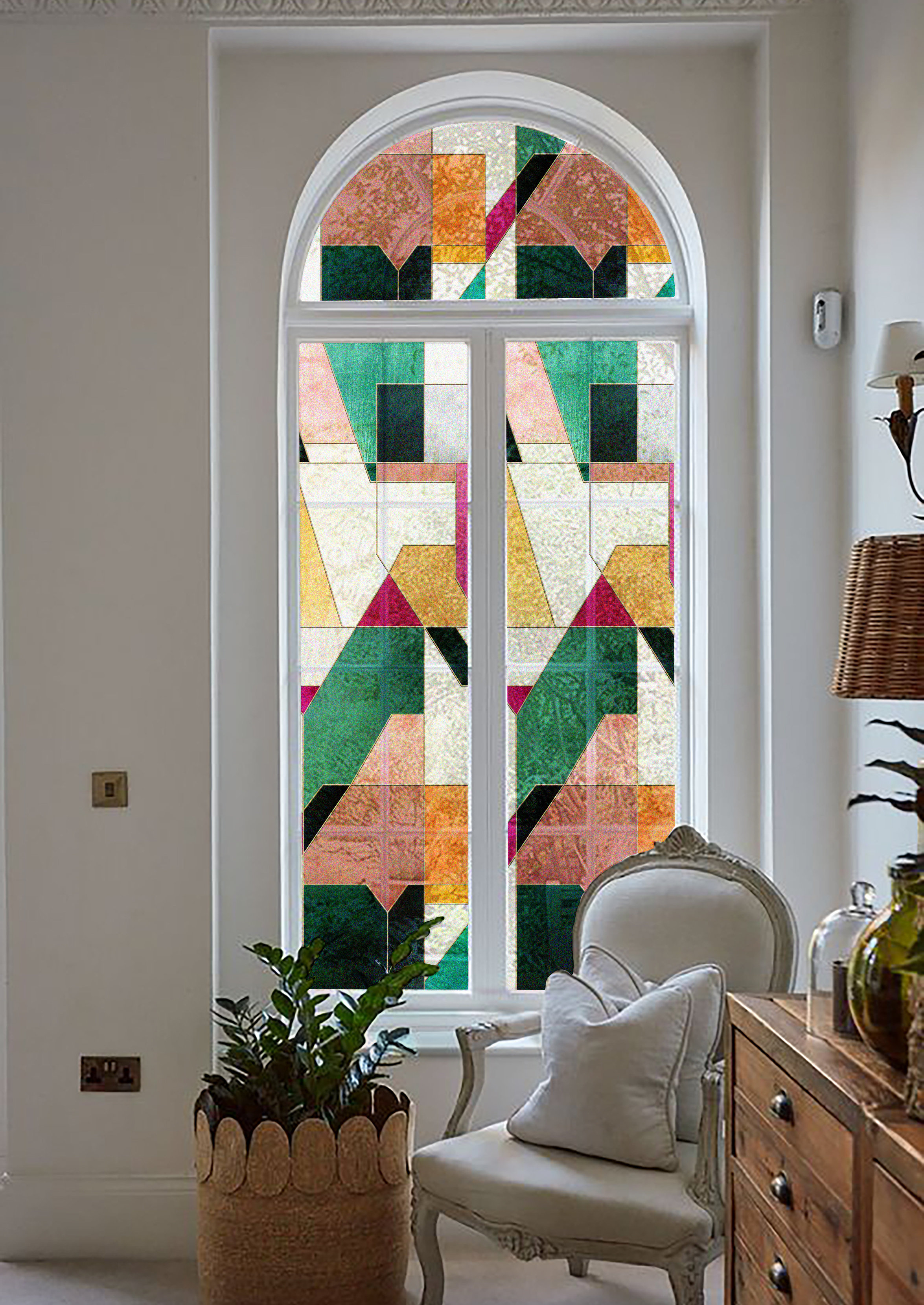 Wrought Studio™ Abstract Geometry Static Cling Window Decal | Wayfair