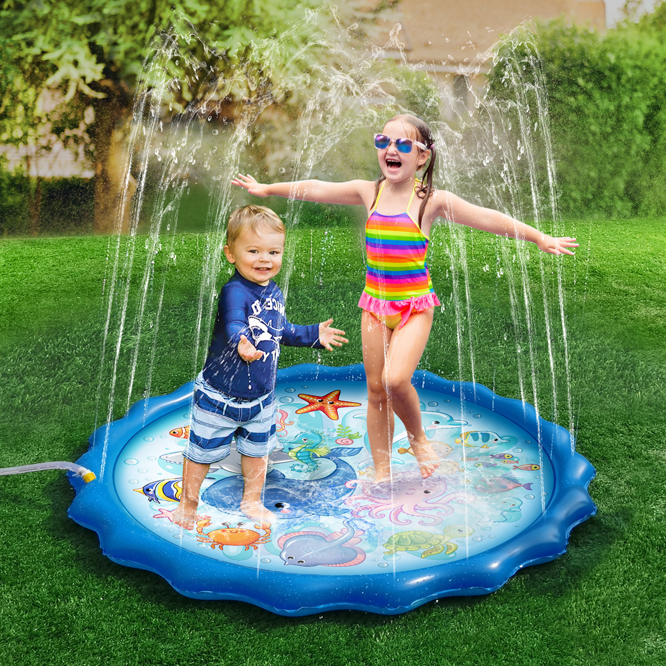 Splash Buddies Aquarium Sprinkler Spray Mat - 60 Inch | Wayfair