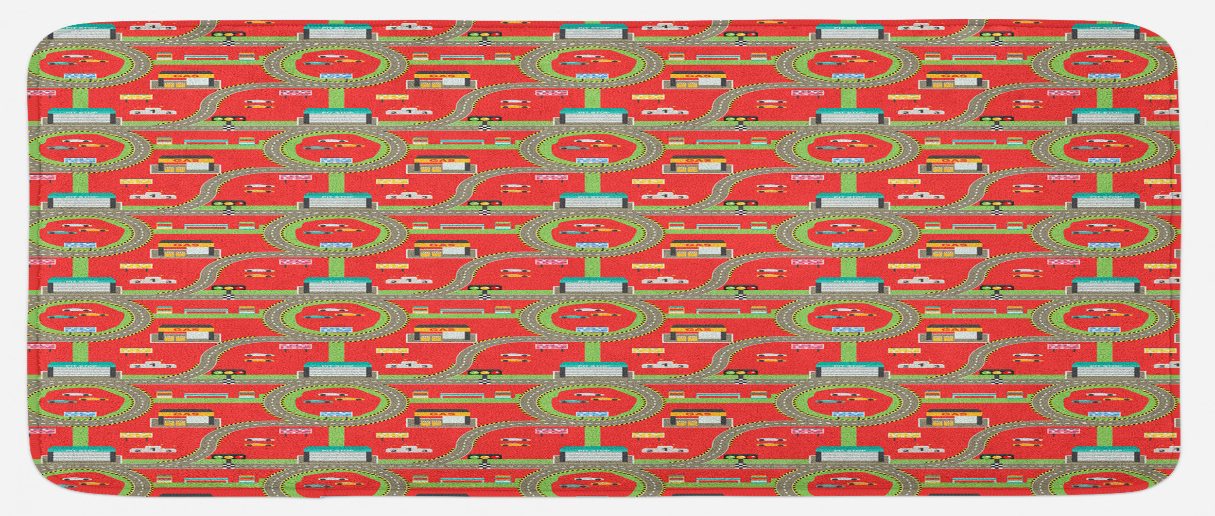 East Urban Home Car Race Track Kitchen Mat | Wayfair