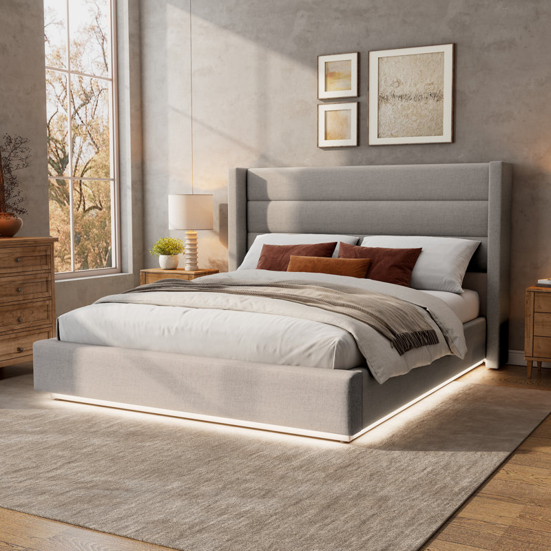 Ivy Bronx Flores Led Lighted Upholstered Queen Size Bed | Wayfair