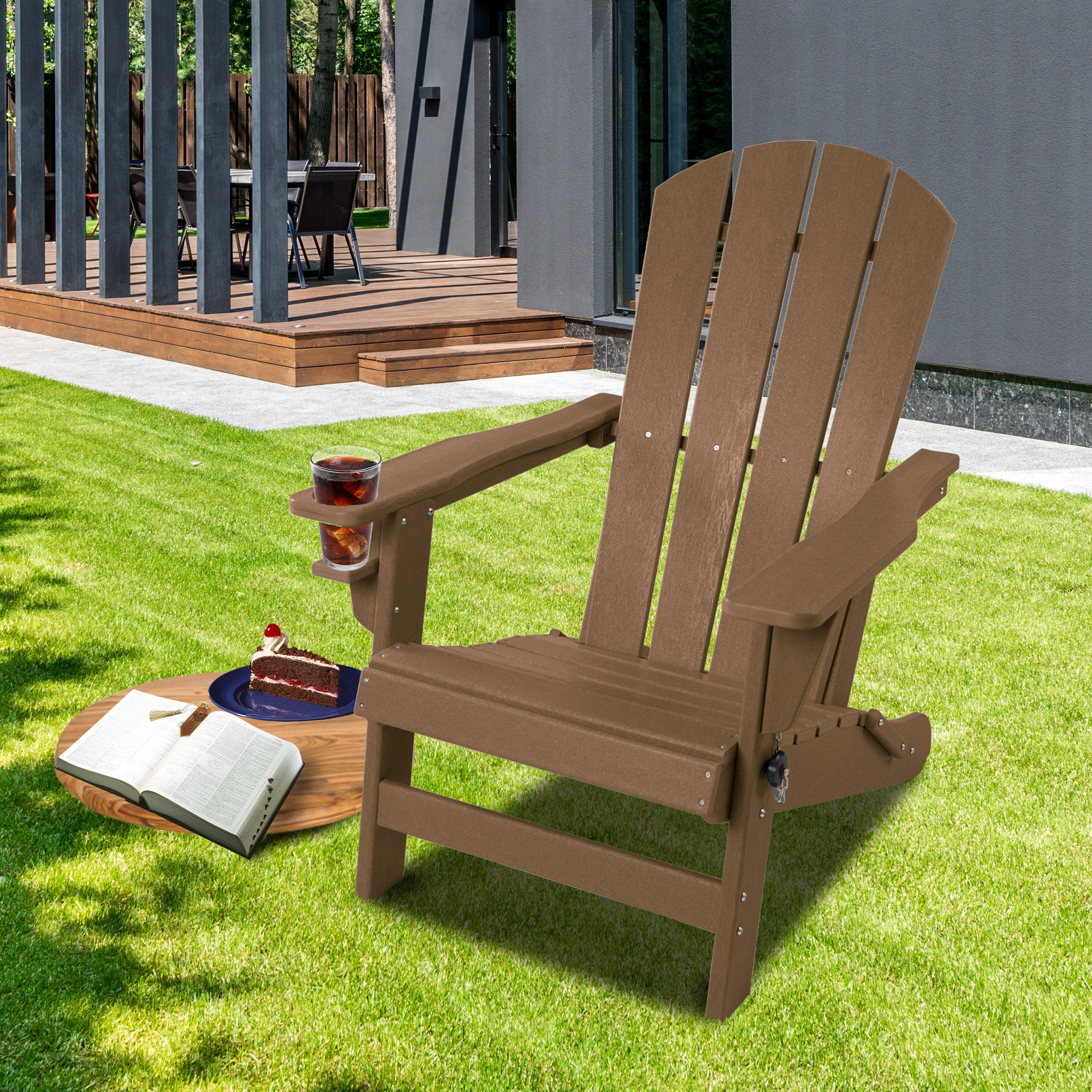 Rosecliff Heights Bartonville Folding Adirondack Chair Patio Outdoor ...