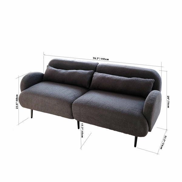 Latitude Run® 76.7" Modern Upholstered Rounded-Arm Boucle Sofa With ...