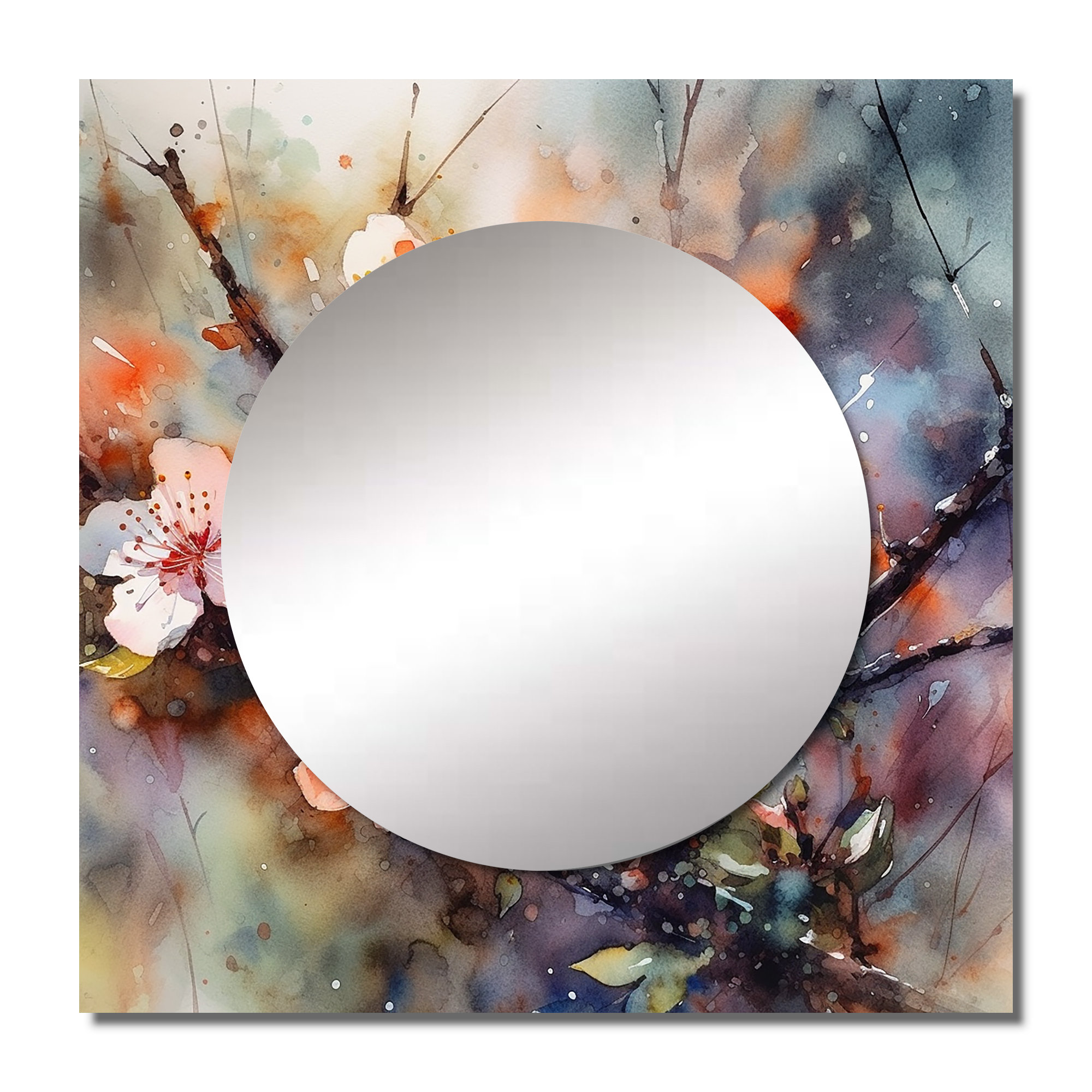 East Urban Home Deola - Floral Apple Tree Square Mirror Wall Decor For ...