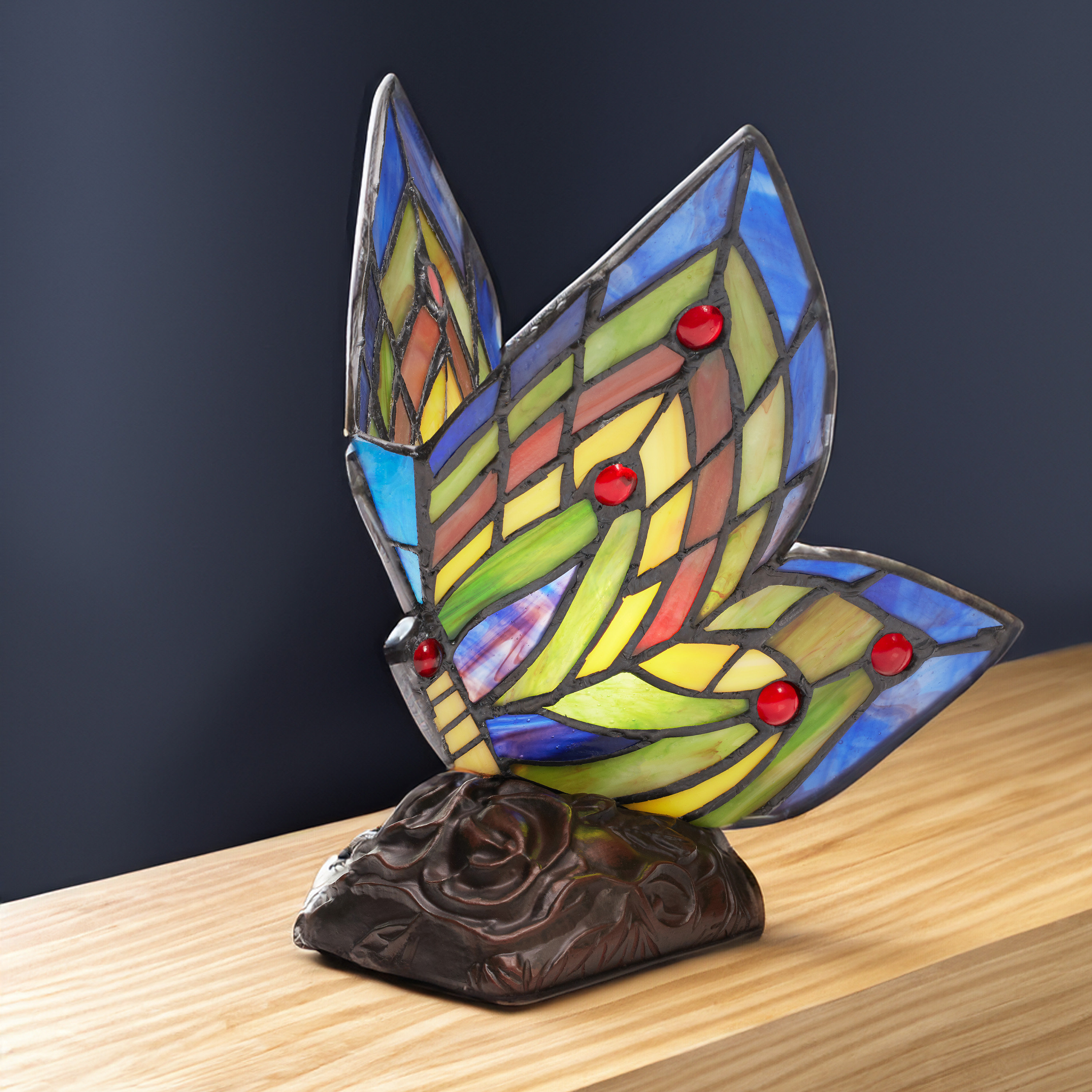 August Grove Liliana 9.5"H Butterfly-Stained Glass Accent Lamp ...