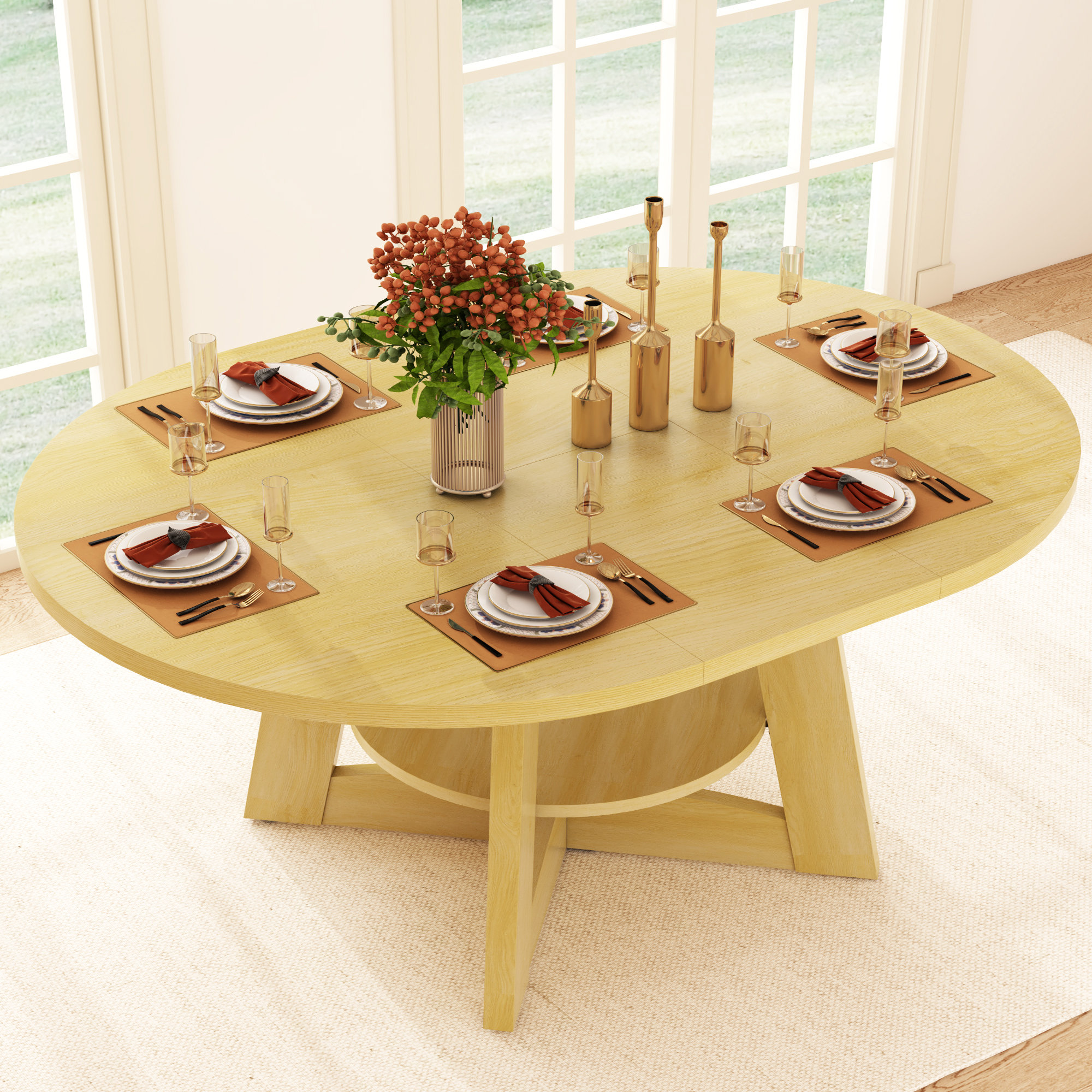 Ophelia & Co. 47"–63" Extendable Round Dining Table With Removable Leaf ...