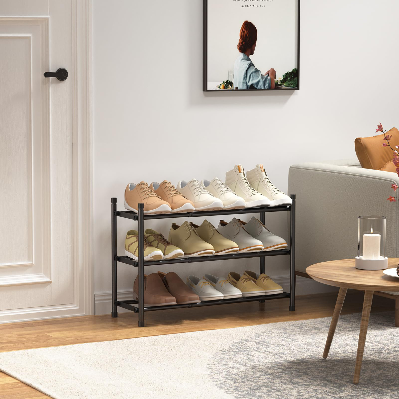 Wrought Studio Three-Tier Stackable And Adjustable Upright Shoe Rack ...