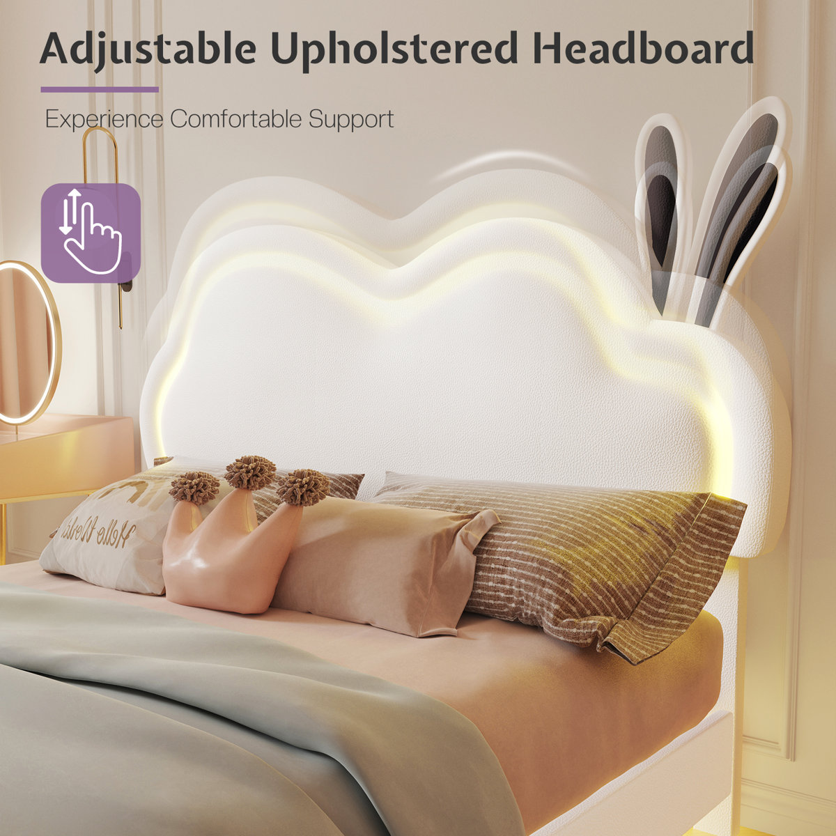 Zoomie Kids Floating Bed Frame with Adjustable LED Headboard and ...