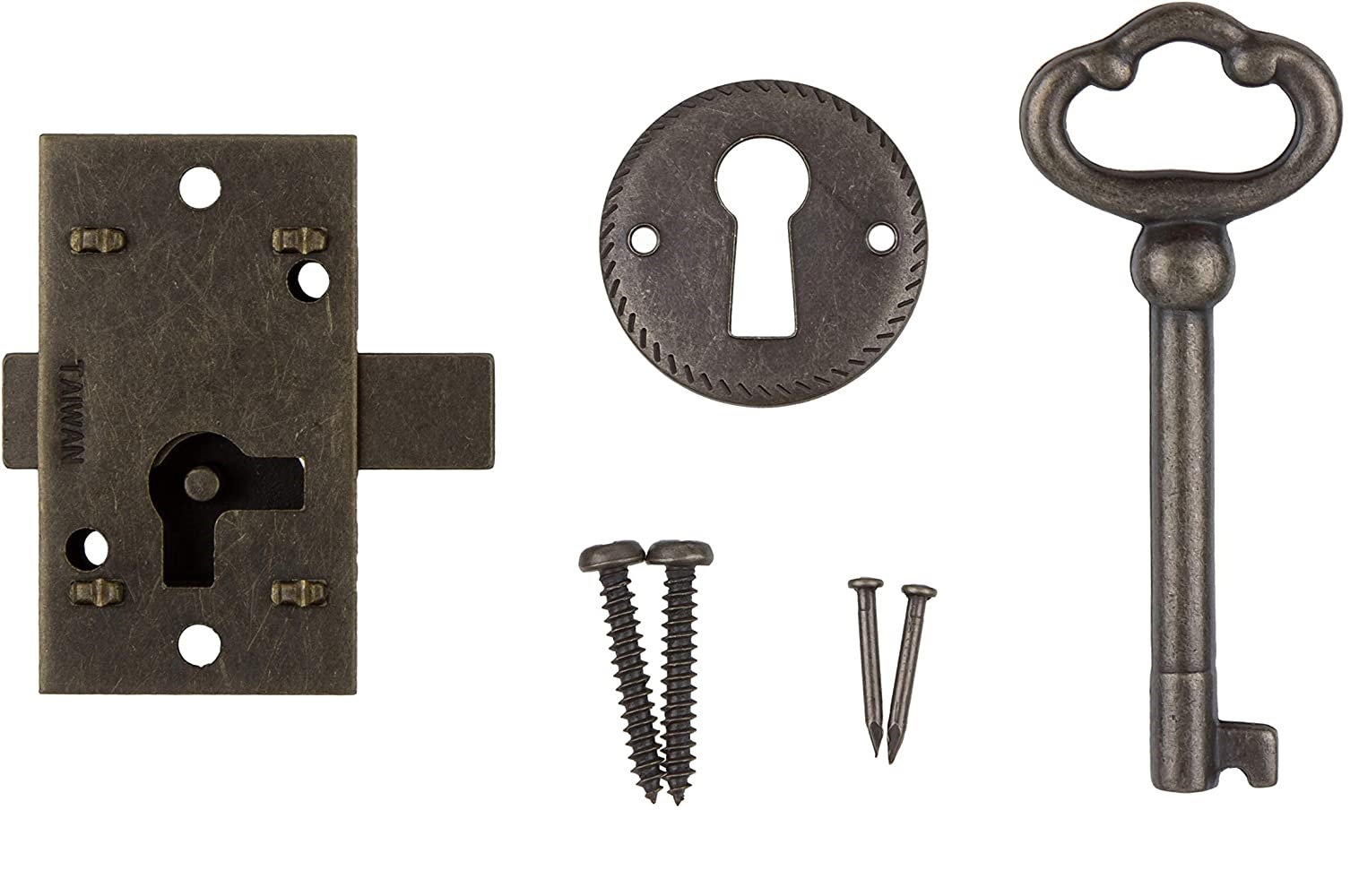 UNIQANTIQ HARDWARE SUPPLY Small Antique Brass Plated Flush Mount Lock ...