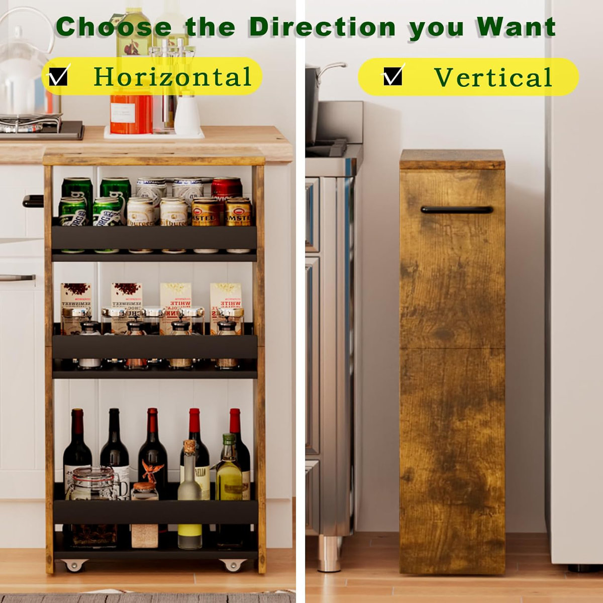 17 Stories TEAMIX 4 Tier Slim Storage Cart With Handle, Slide Out ...