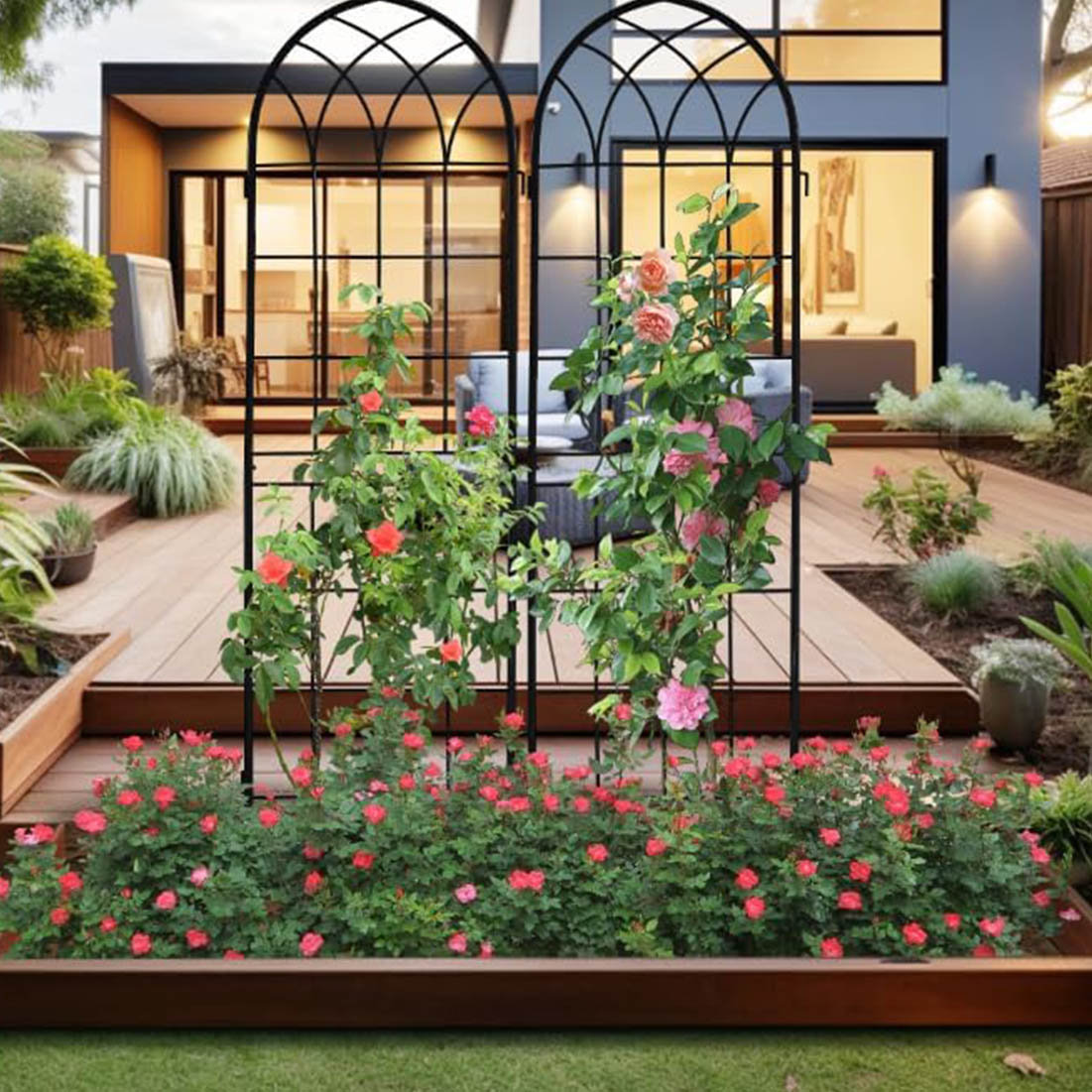 Red Barrel Studio 2 Pack 71x20in Rustic Iron Arch Decoration Garden ...