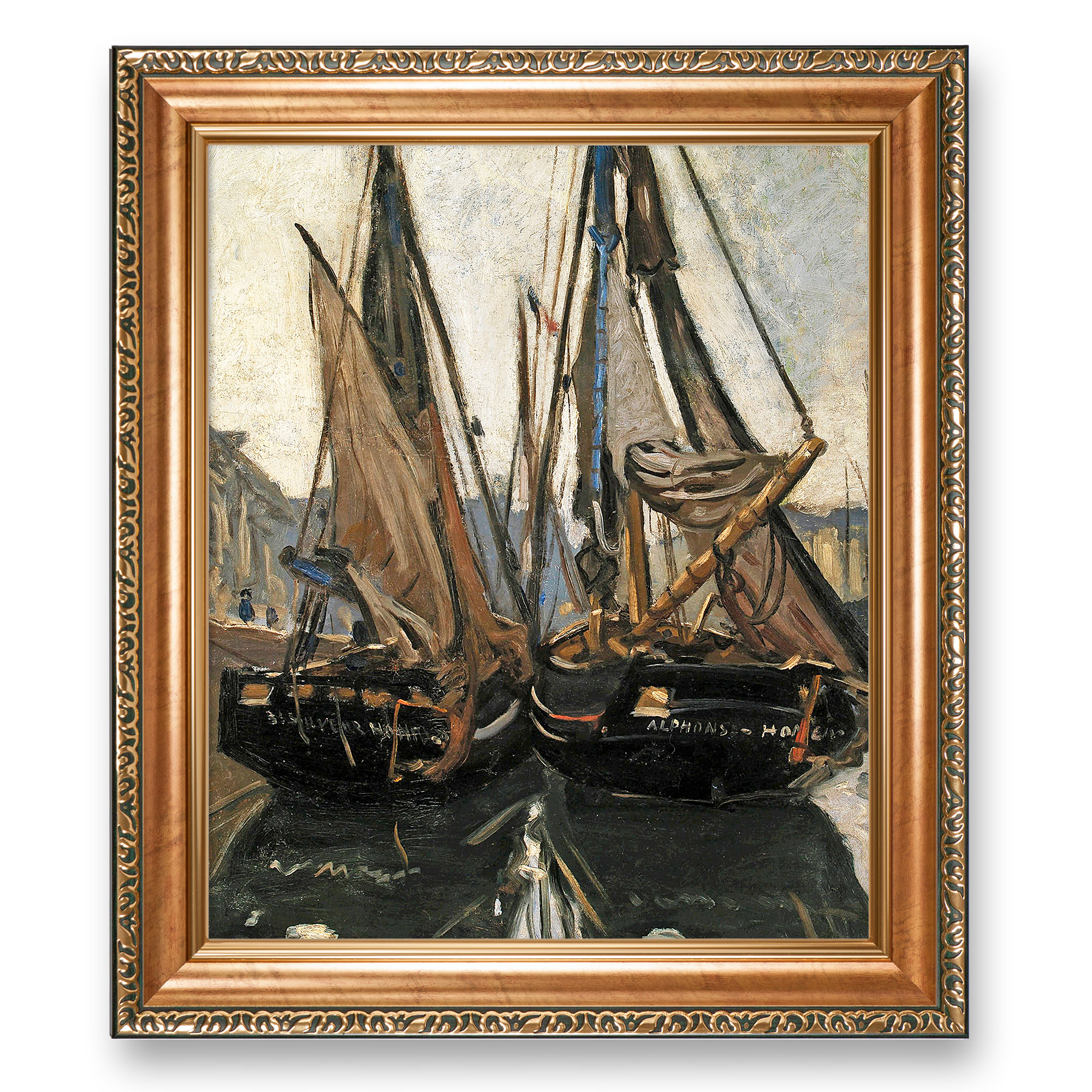Vault W Artwork Boats by Claude Monet Painting Reproductions Framed ...