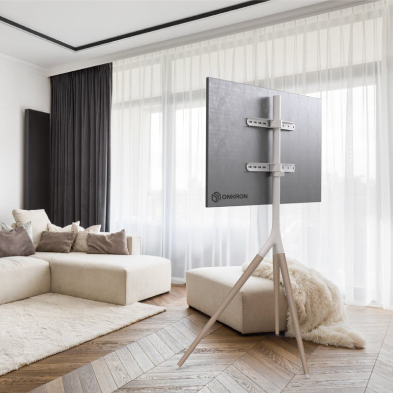 ONKRON Tripod TV Stand Wood for TVs up to 65" and 77 lbs, Swivel Floor ...