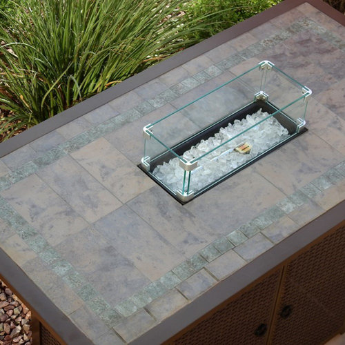 Latitude Run® Rectangluar Bar Height Tile Top Fire Pit With Wind Screen ...