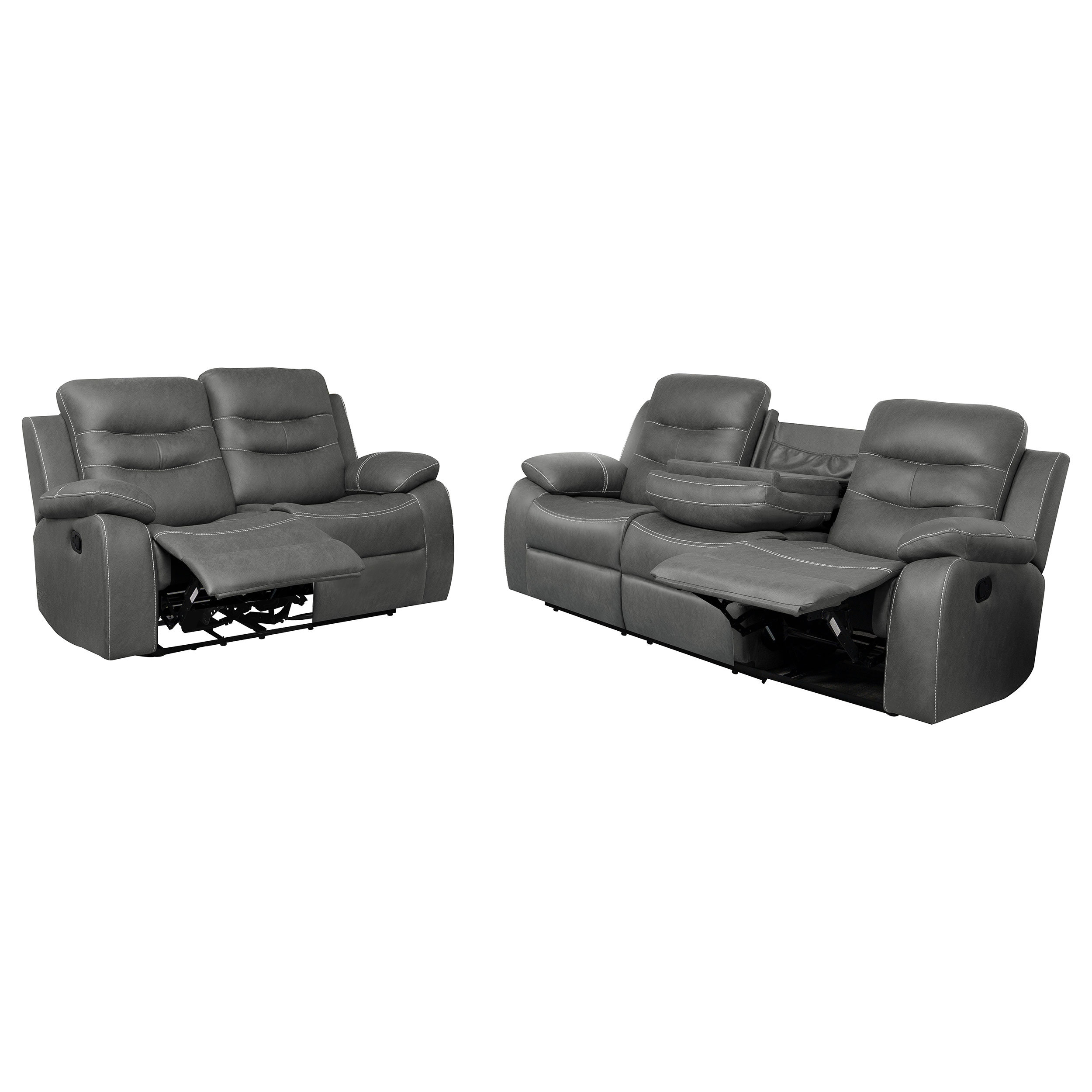 Latitude Run® Nova 2-Piece Upholstered Padded Arm Sofa Set Dark Grey ...