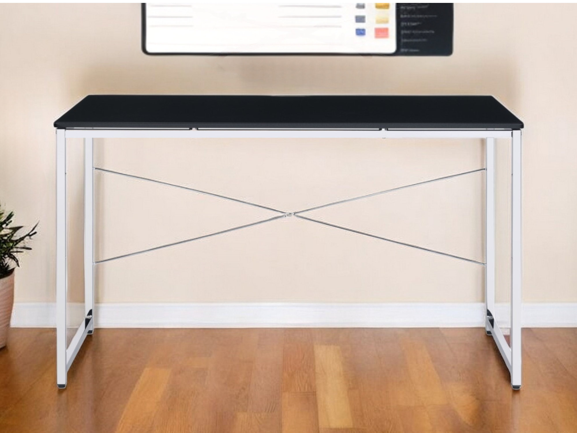 HomeRoots 47" Black and Silver Writing Desk | Wayfair