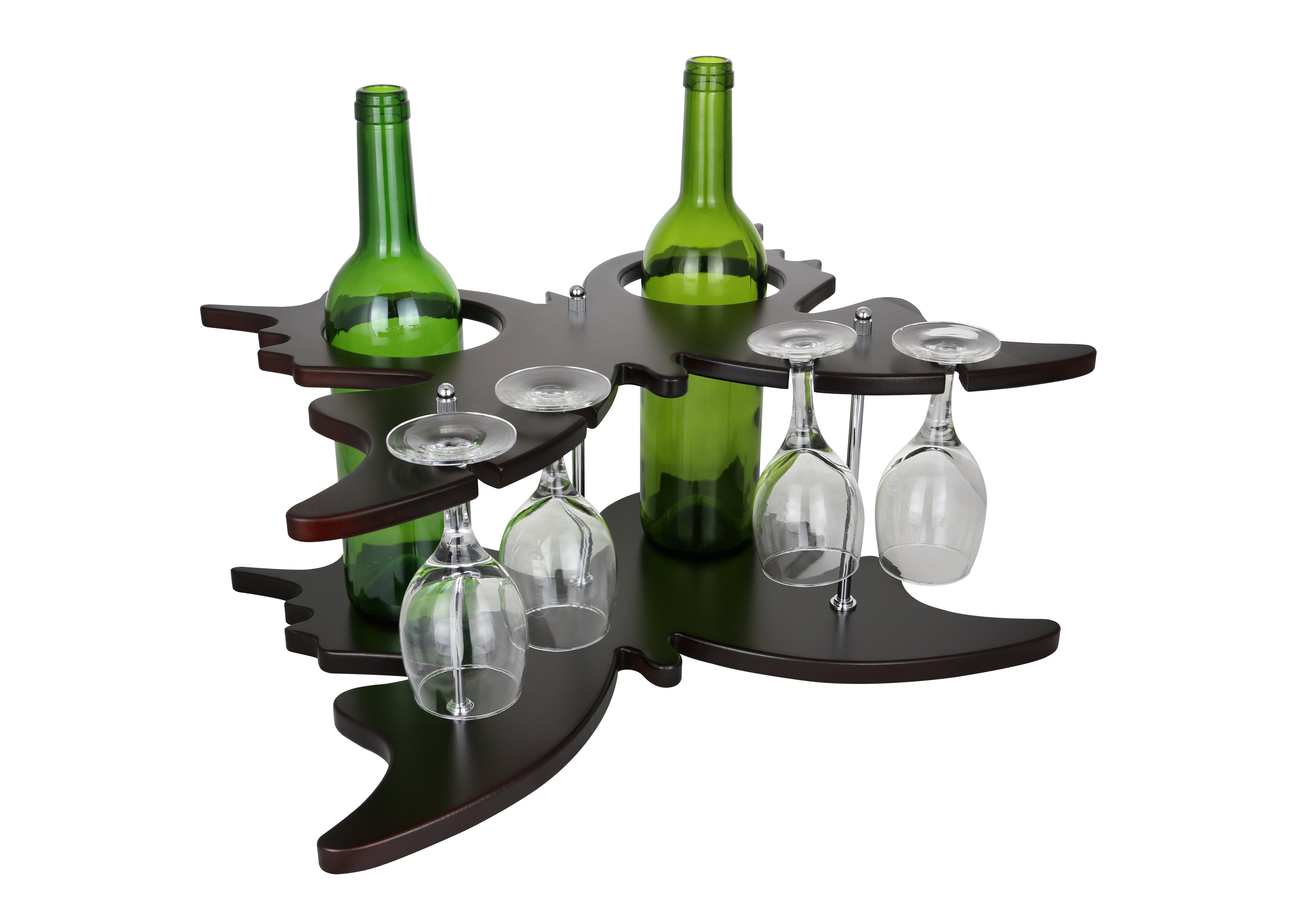 Wine Bodies Butterfly 2 Bottle Tabletop Wine Bottle and Glass Rack ...