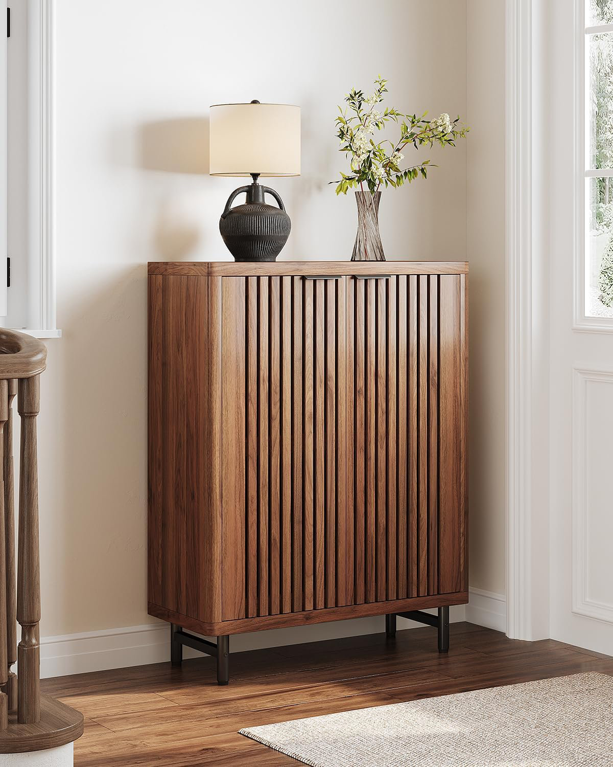 Hokku Designs 6-Tier Shoe Cabinet With 2-Doors, Large Wooden Shoe ...