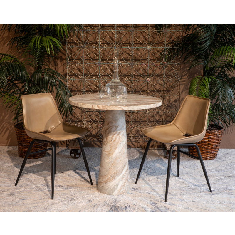 Ivy Bronx Rollene 30" Round Dining Table In Brown Toronto Marble | Wayfair