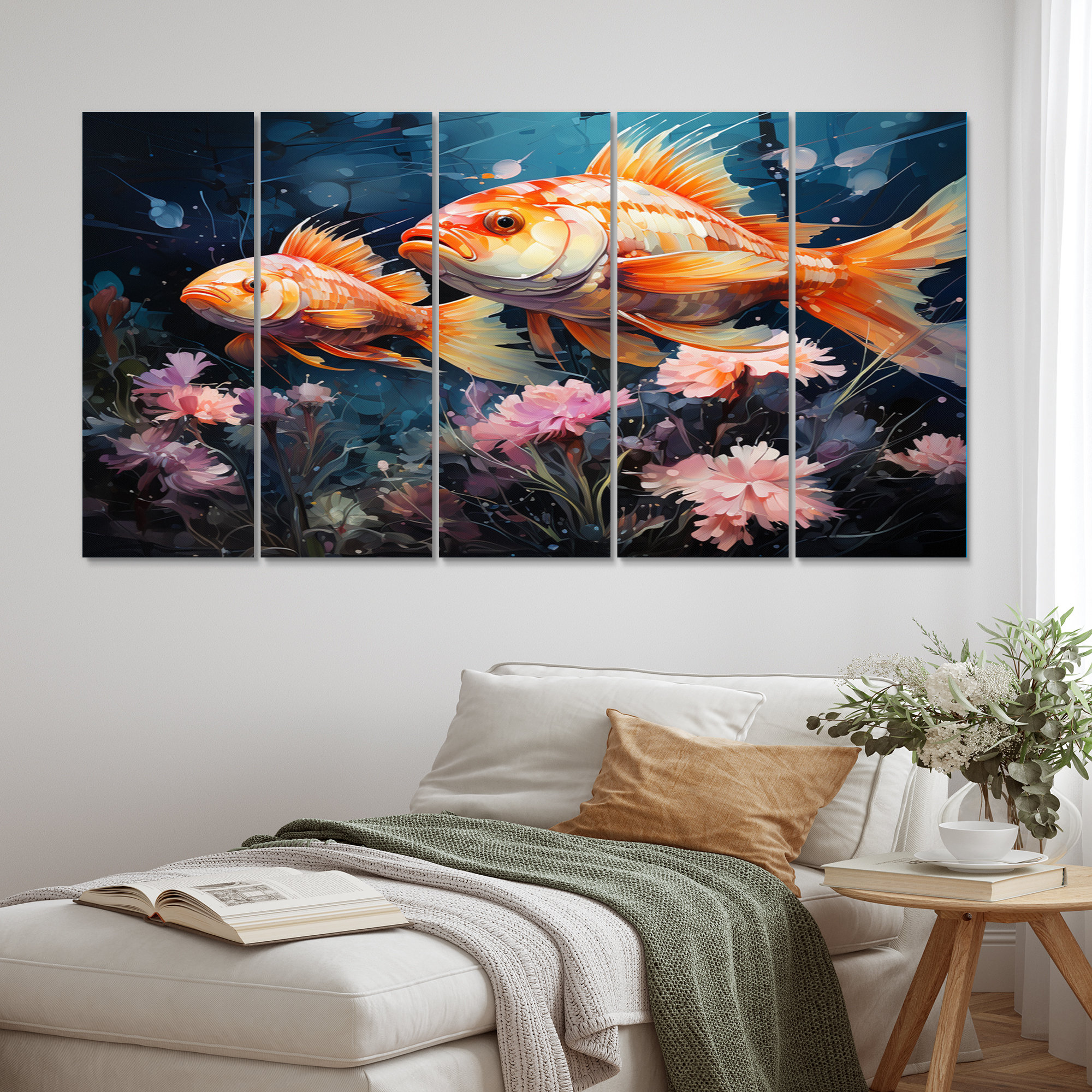 Design Art Aquariums Aquatic Dance Pointillism III - Animals Canvas ...