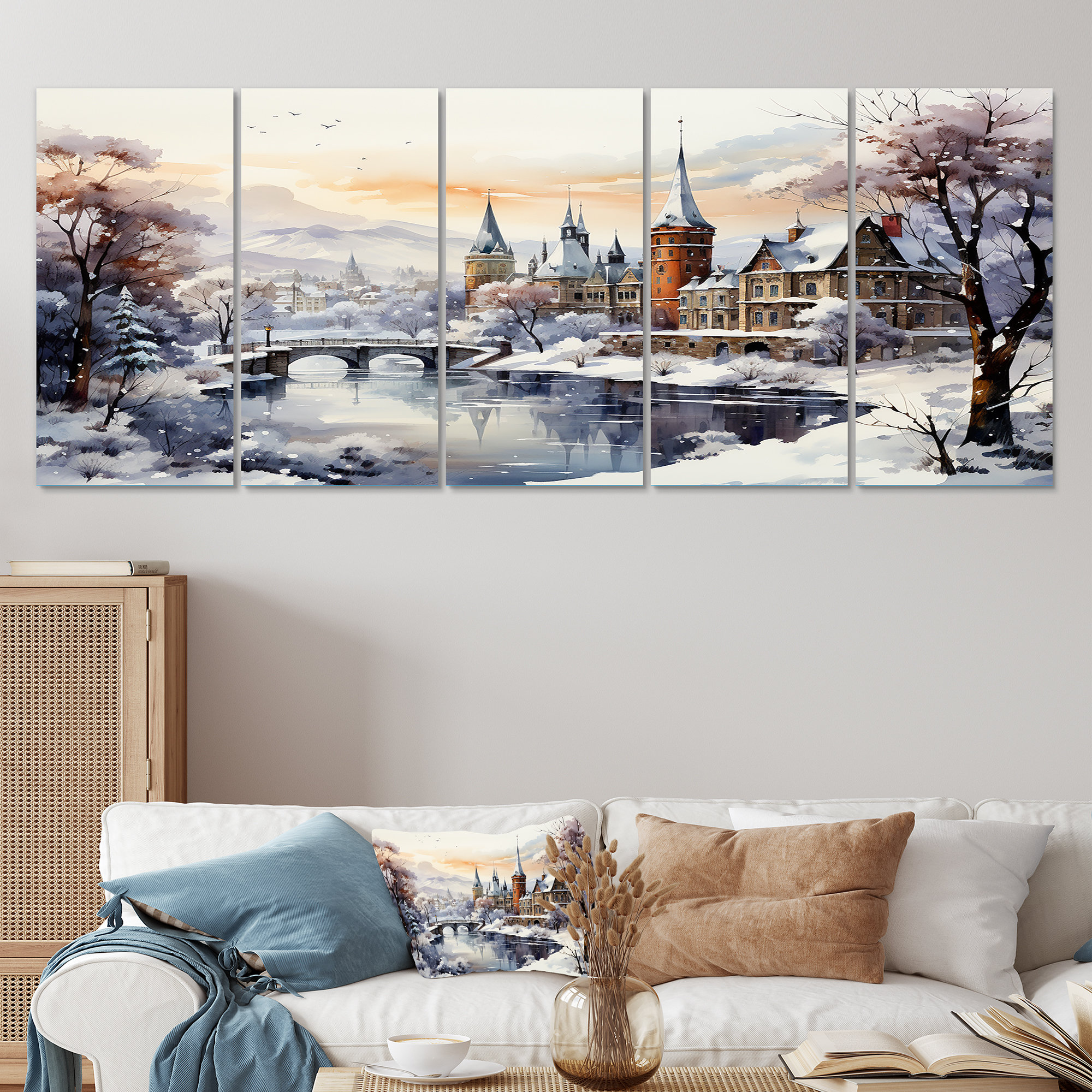 Lark Manor Europe Village Winter Landscape - Winter Landscape 5 Piece ...