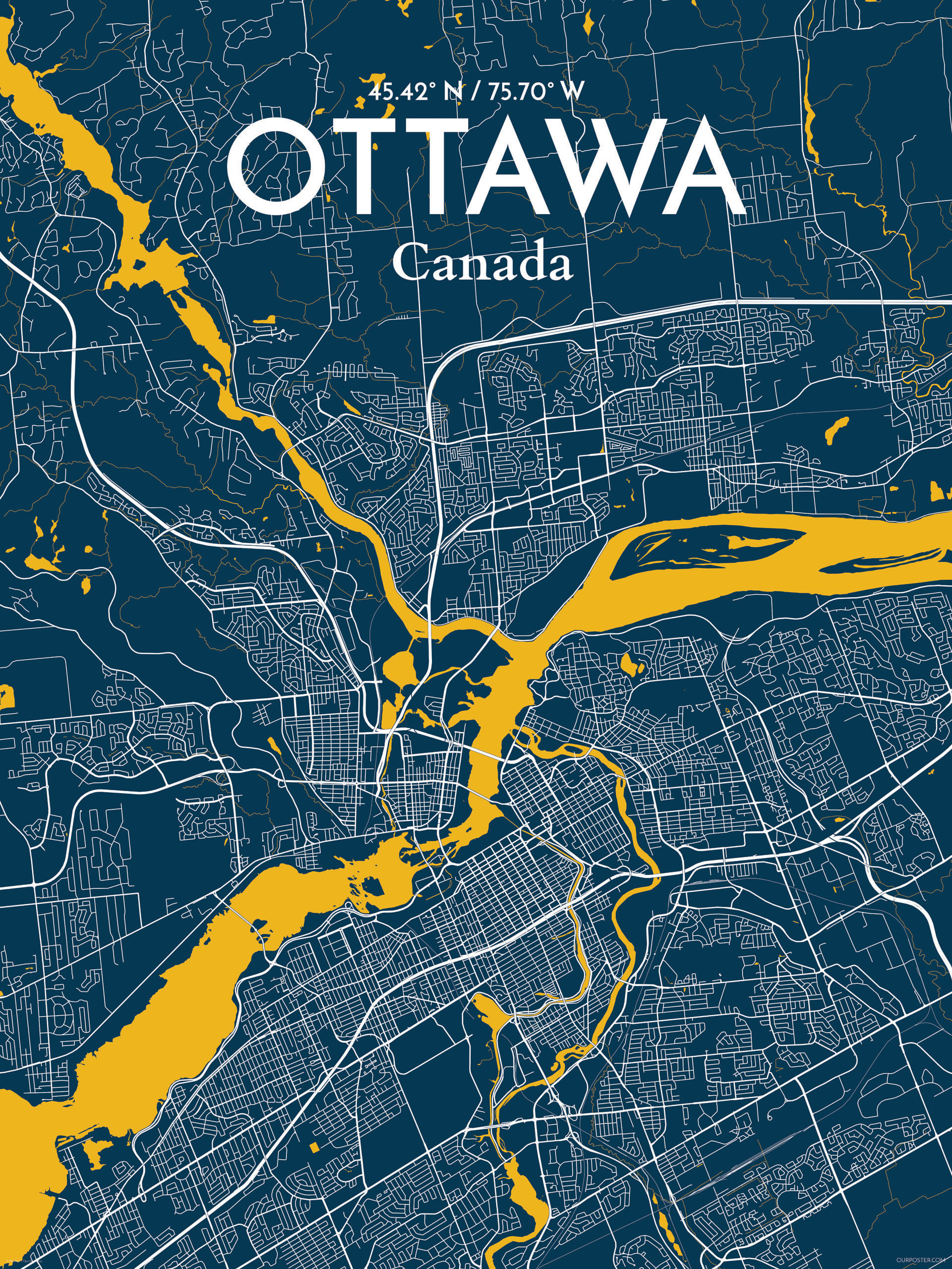 OurPoster.com 'Ottawa City Map' Graphic Art Print Poster in Amuse | Wayfair